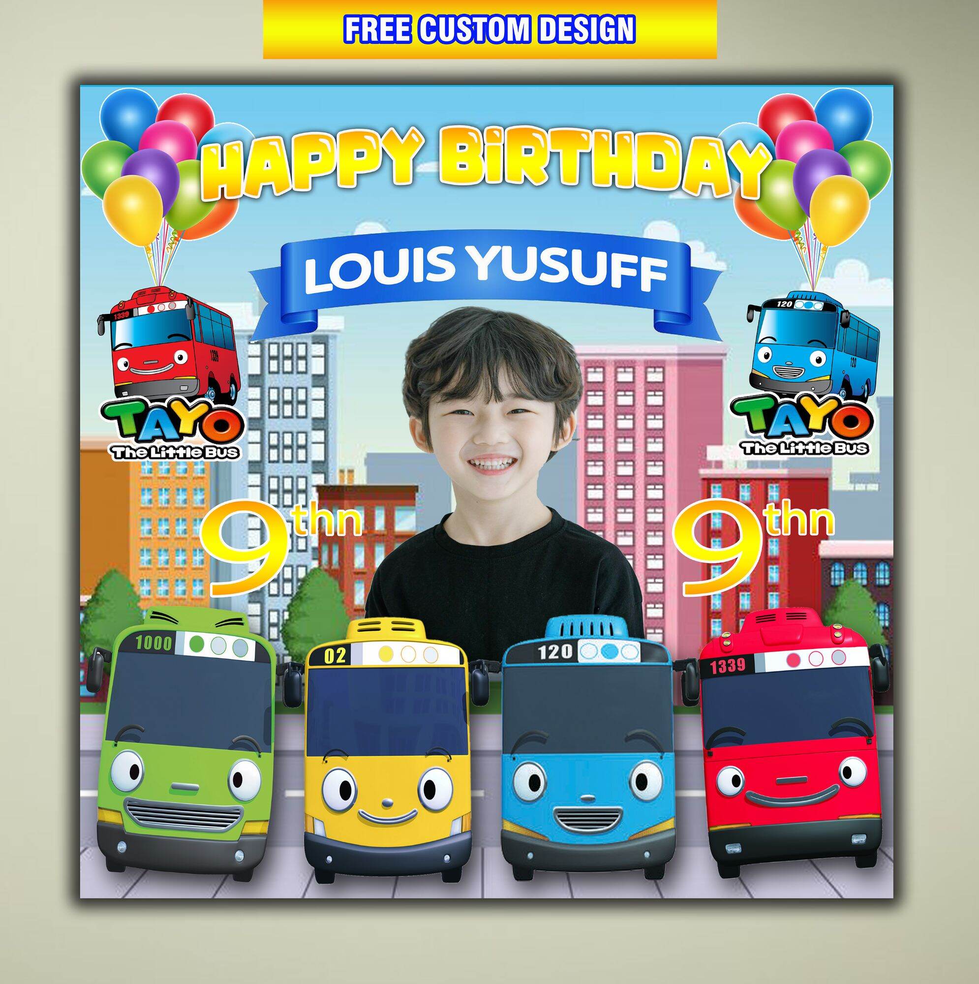 Cetak Spanduk Custom / Backdrop Banner Ulang Tahun Anak / Tema Tayo ...