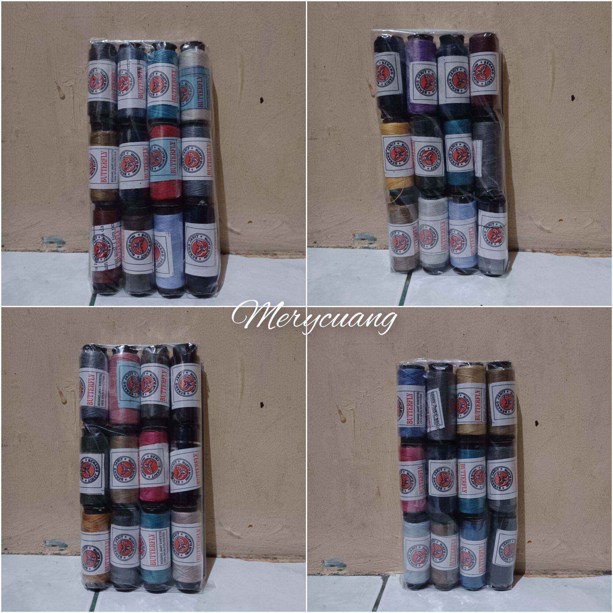 Benang Jahit Tangan Besar Multiwarna Hitam Putih Butterfly [1 PACK isi ...