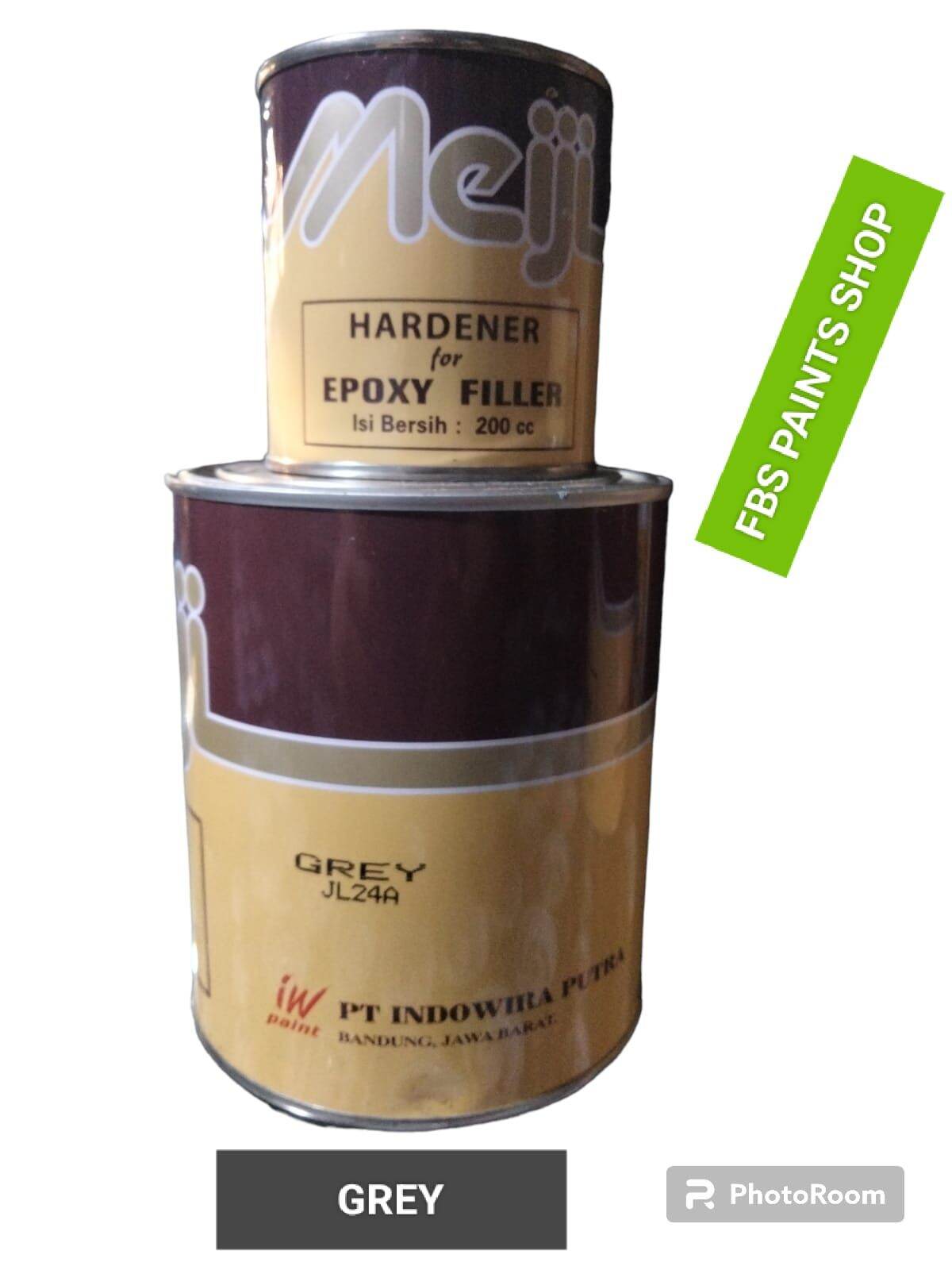 CAT EPOXY FILLER MEIJI ISI 1 LITER + HARDENER 200 ML WARNA PUTIH DAN ...