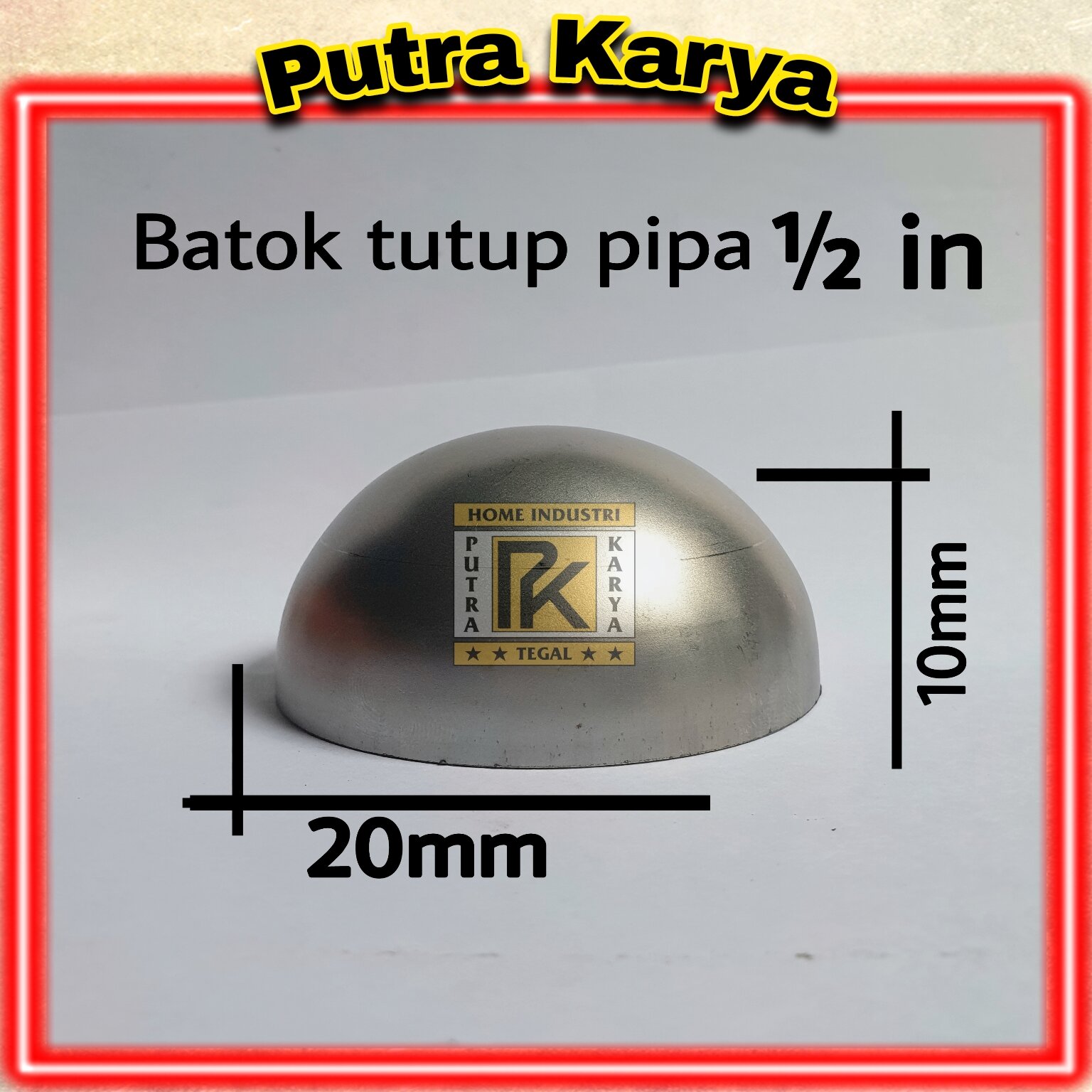 Batok Tutup Pipa Las 1/2 inch Setengan in Plat Besi | Lazada Indonesia