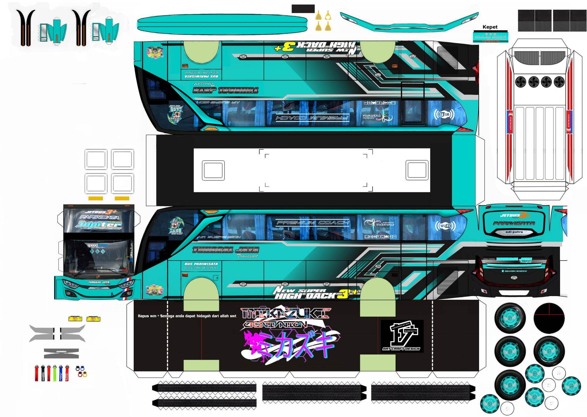 LEMBARAN POLA PAPERCRAFT BUS SKALA 50 KIDS PANDA DEEP PURPLE | Lazada ...