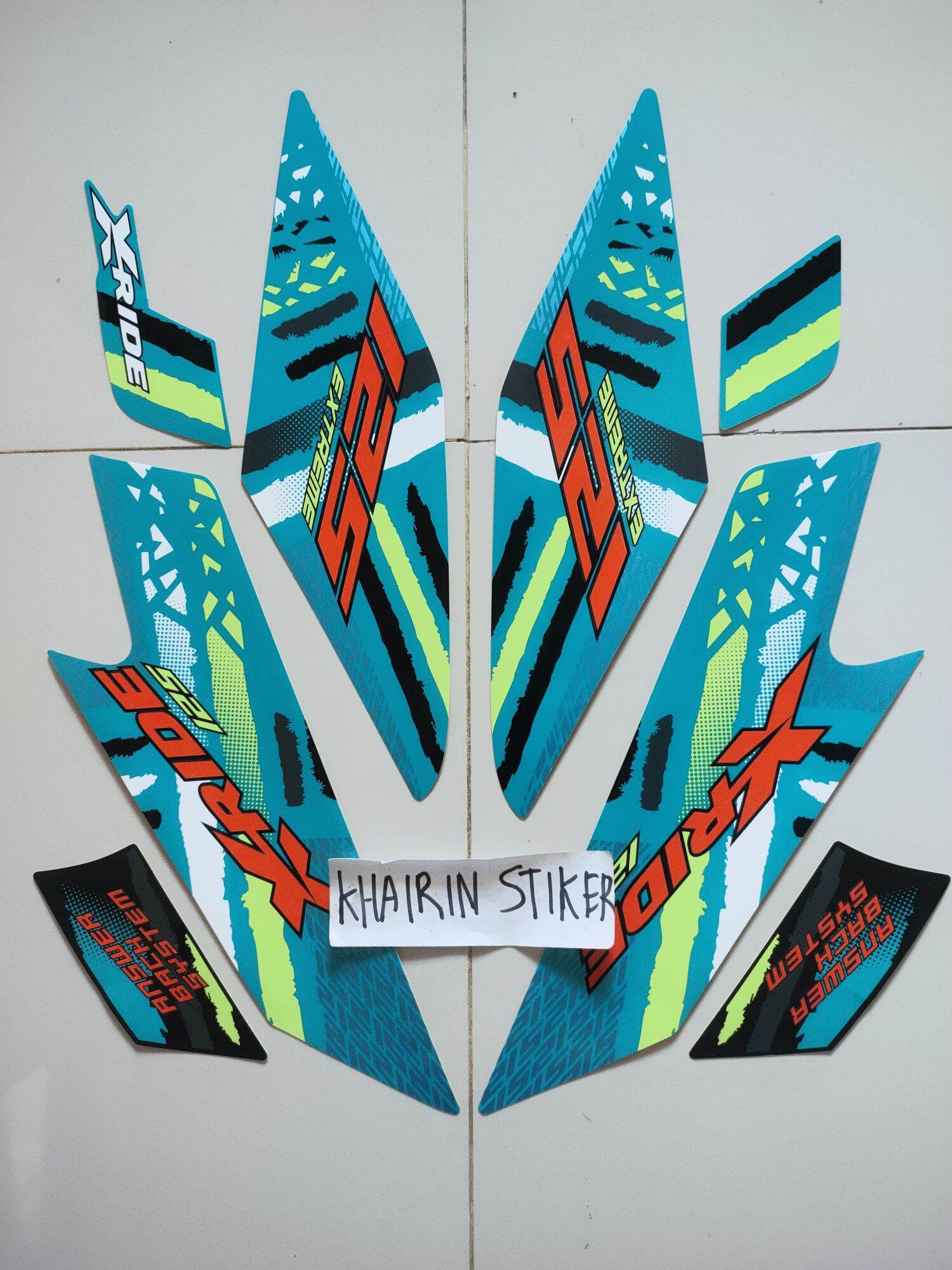 striping stiker X-Ride 2024 cyan biru tosca original | Lazada Indonesia