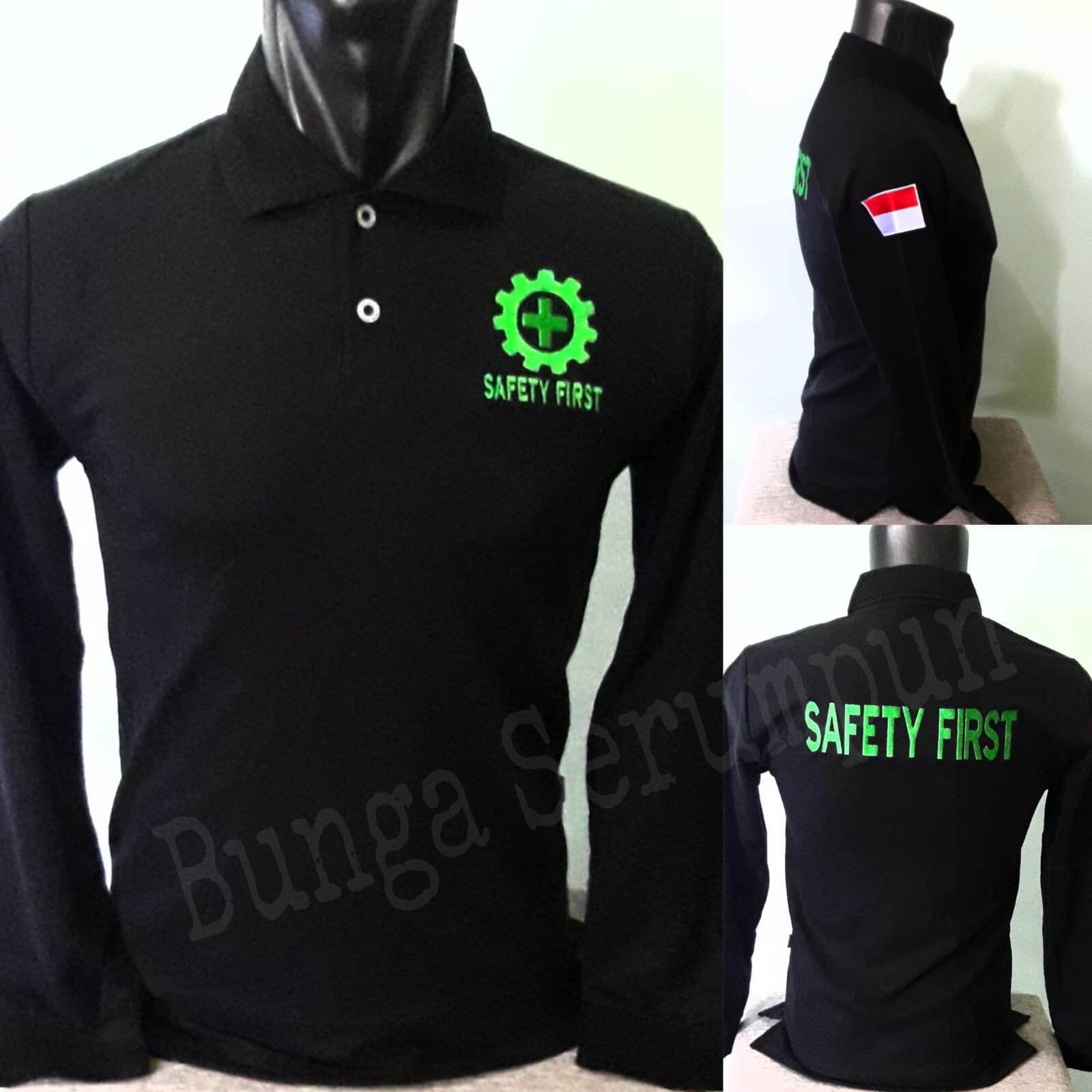 KAOS SAFETY FIRST HITAM PANJANG - KAOS KERAH SAFETY FIRST LENGAN ...