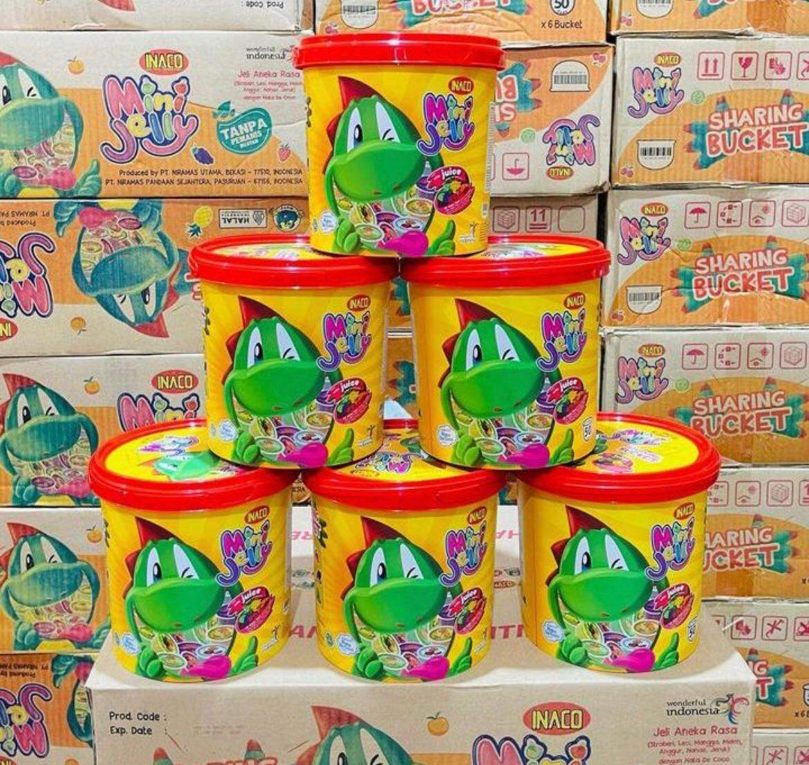 INACO MINI JELLY ANEKA RASA KEMASAN BUCKET BERAT KURANG LEBIH 1KG EXP ...