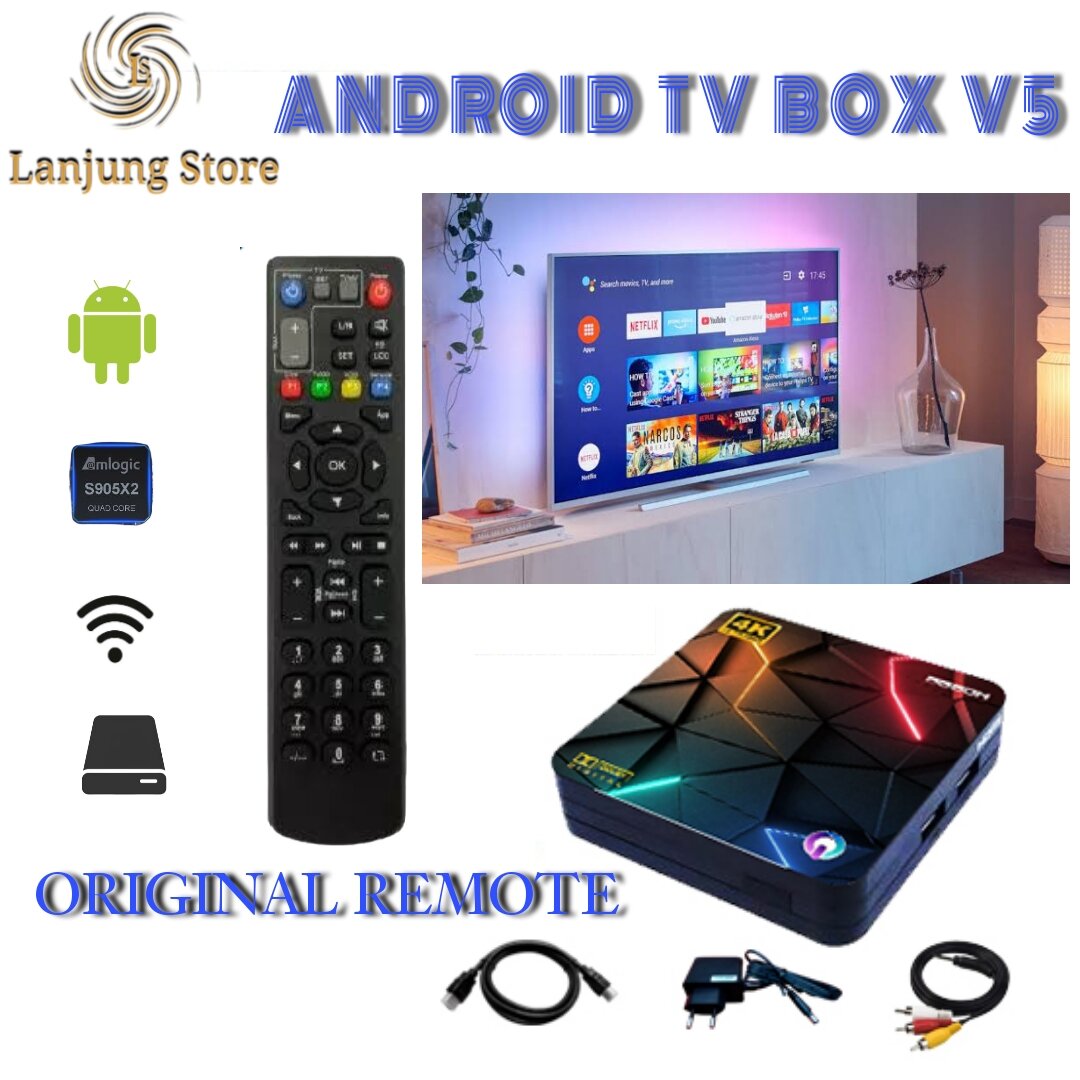 Set Top Box TV v5 Android Receiver OS 10 Penerimaan Siaran TV 4K/ STB ...