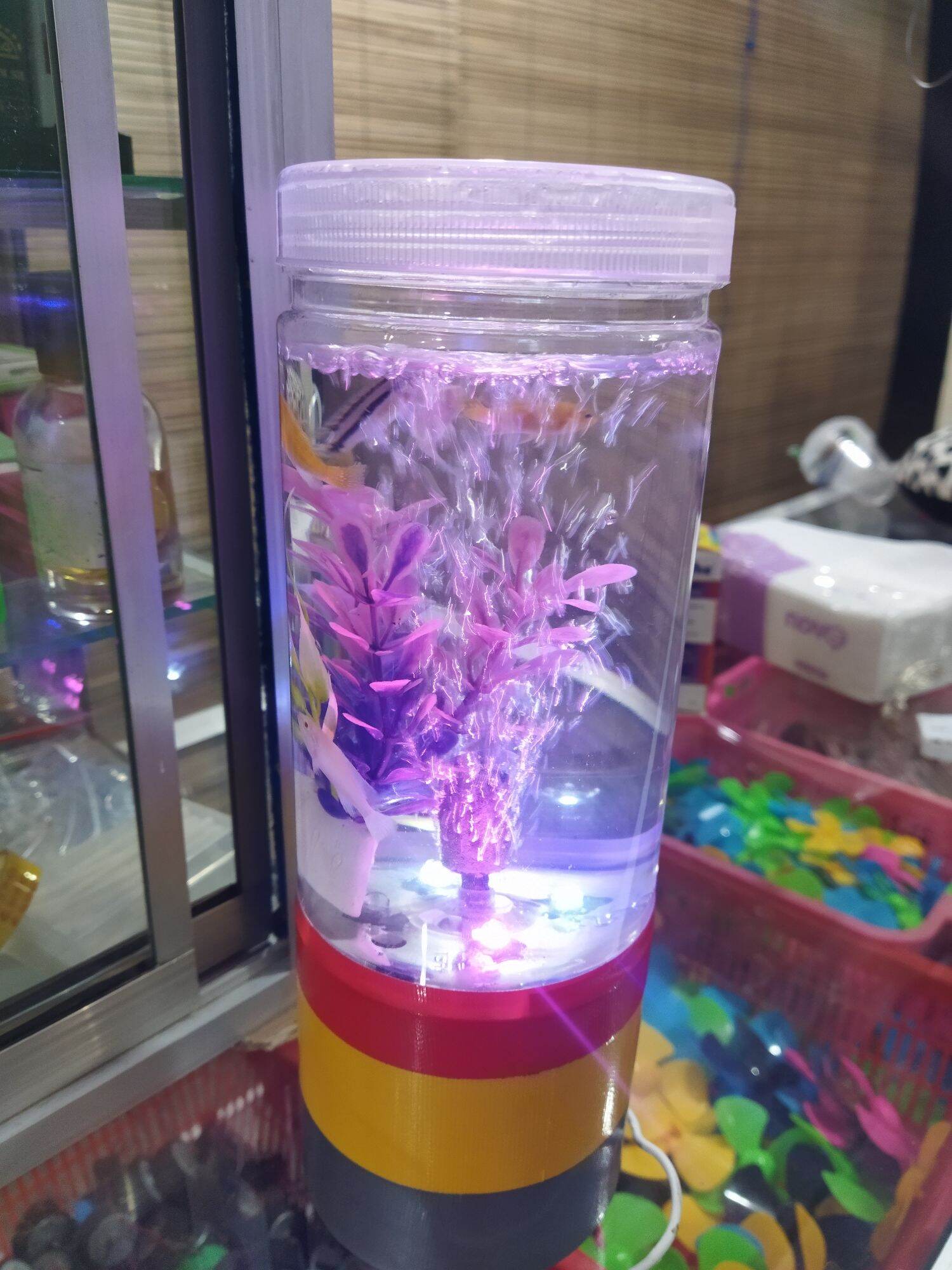AQUARIUM MINI CANTIK PENGHIAS MEJA KERJA KANTOR KASIR DAYA 1WAT CUKUP ...