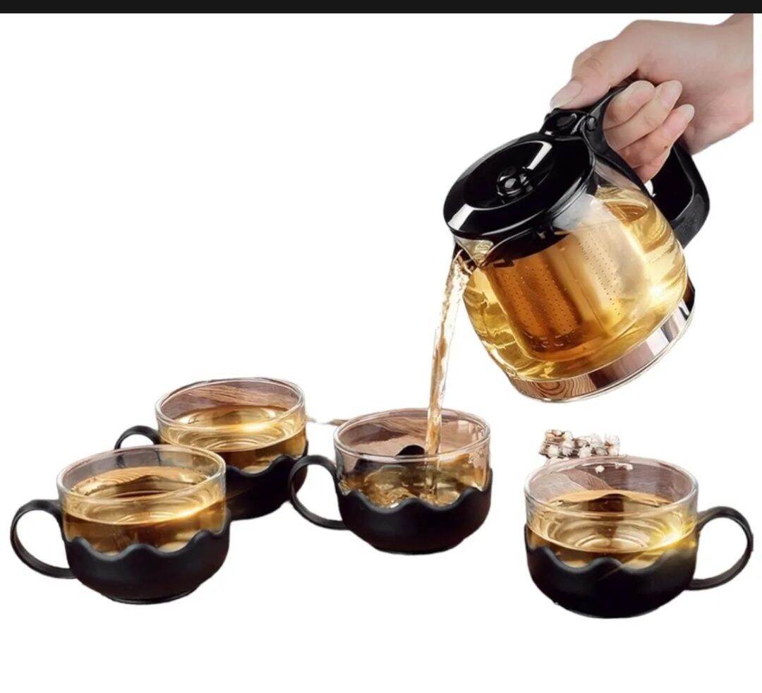 TEA POT SET 5IN1 / TEKO SET GELAS TEH CANGKIR KOPI / ESKAN KACA FREE ...