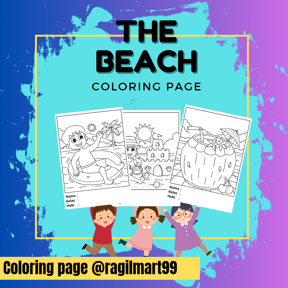[ 17 Pcs ] DIY Coloring Page / Belajar Dan Mewarnai Lembar Sketsa Tema ...