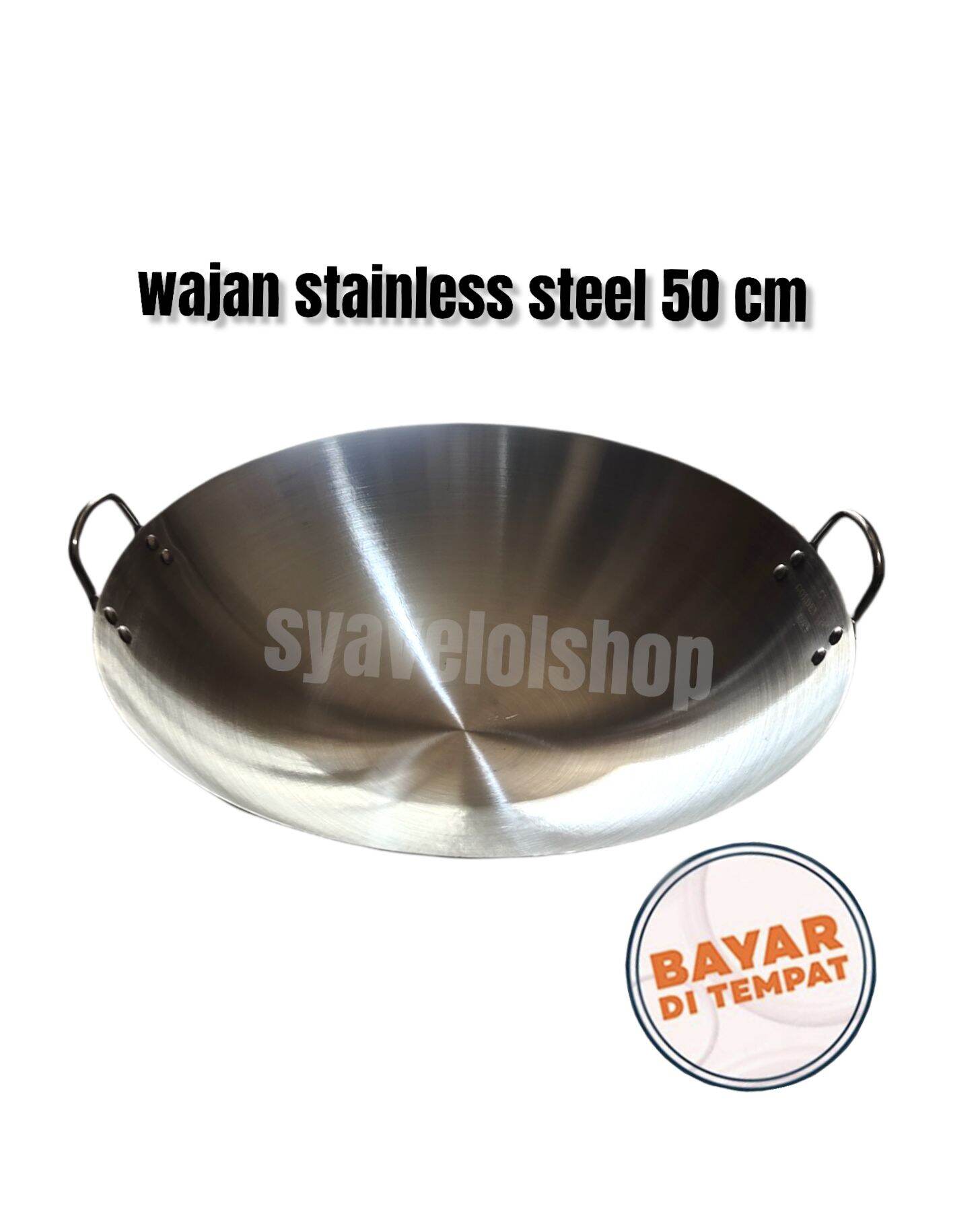 wok stainless kuali wajan stainless steel tebal 50cm | Lazada Indonesia