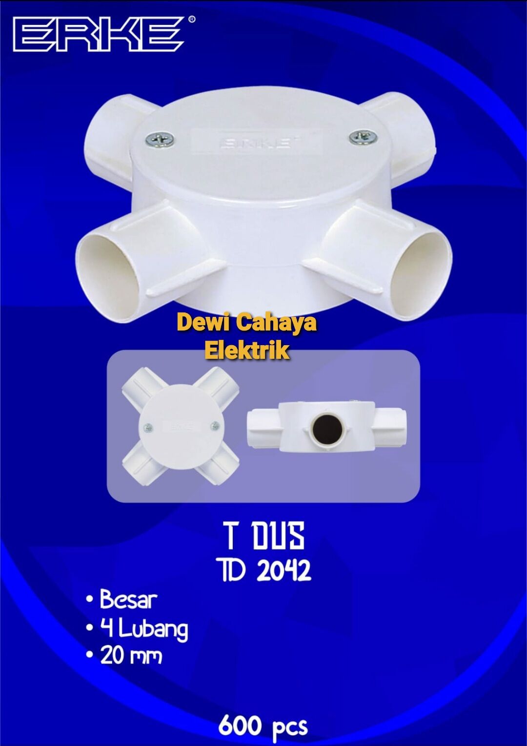 ERKE T DUS Cabang 4 size 20mm Warna Cream Body Besar | Lazada Indonesia