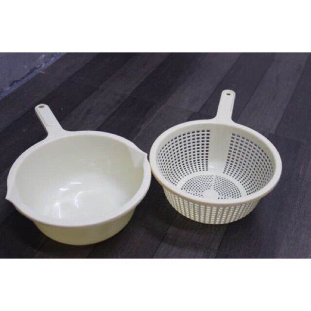 Yoshkawa saringan plus wadah 2in1 plastik serbaguna mie pasta telur ...