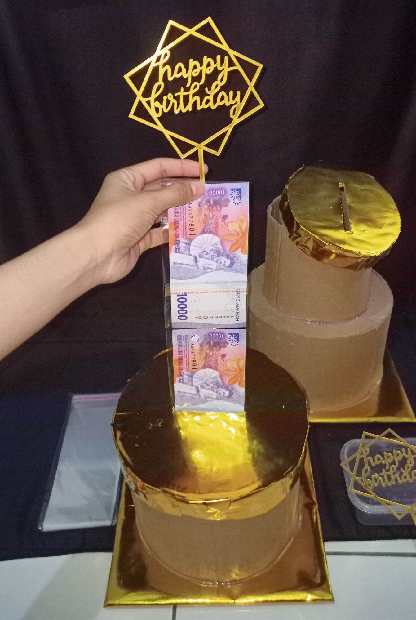 Kerangka Money Cake Tarik Uang Tower Snack Tart Dummy Cake Kardus ...