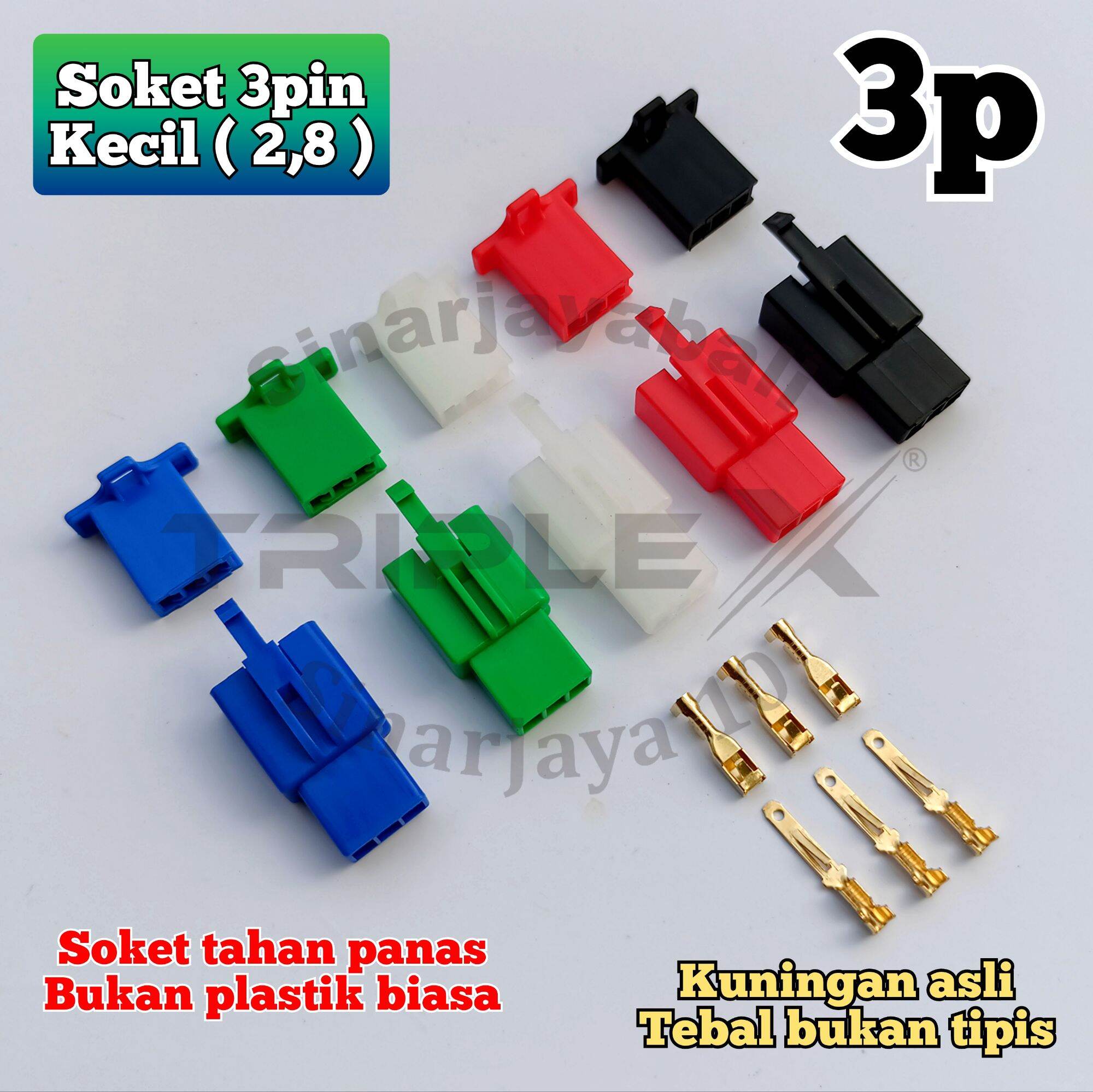 socket motor 3 pin kecil soket kabel konektor 3pin 3p p komplit sekun ...