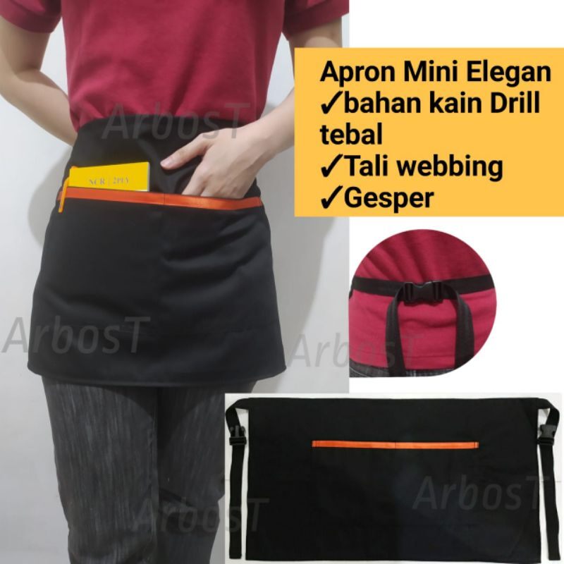 Apron Mini Celemek Waitress Apron Cafe Resto Restoran Apron setengah ...