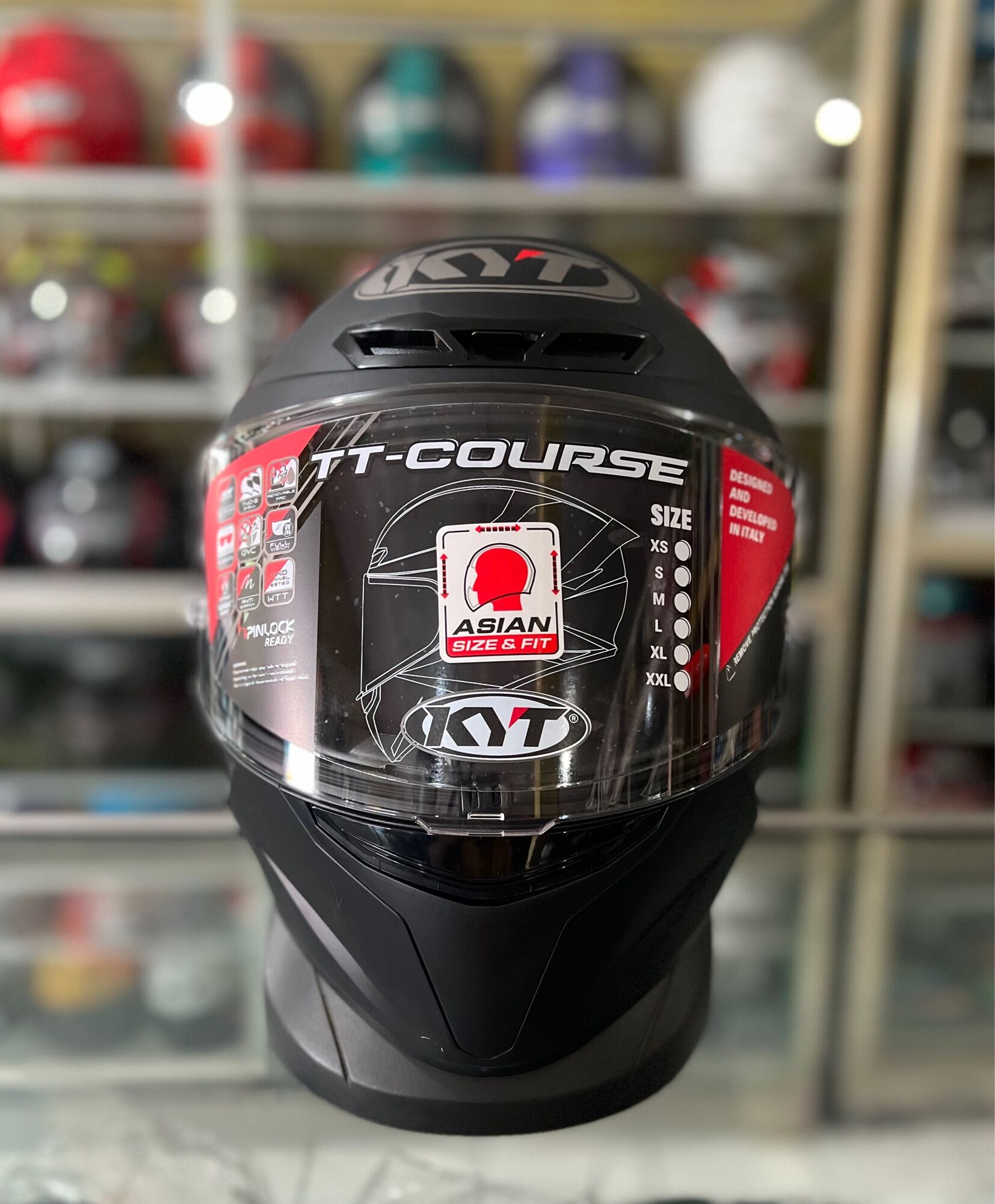 HELM KYT TT COURSE BLACK DOFF HELM FULL FACE ORIGINAL KYT | Lazada Indonesia