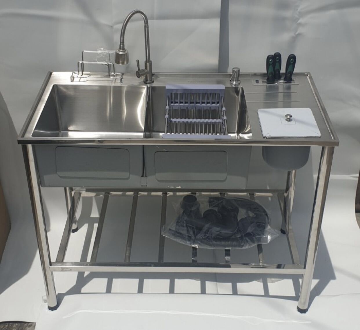 Bak cuci piring portable 2 lubang kitchen sink full stainless bahan ...