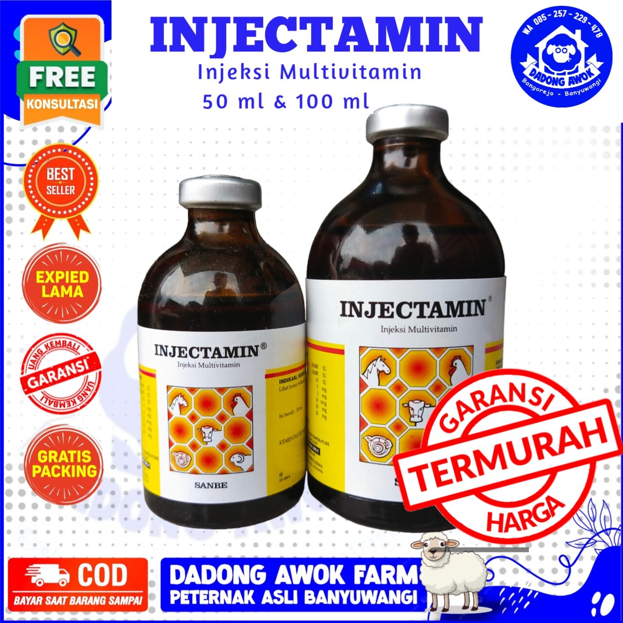 INJECTAMIN 50ml Multivitamin Dosis tinggi untuk penyembuhan kambing ...