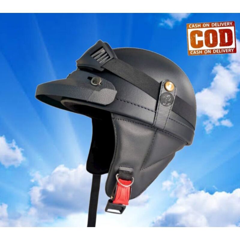 HELM PILOT //HELM RETRO CKASIK//HELM BOGO KULIT SETENGAH KULIT ORIGINAL ...