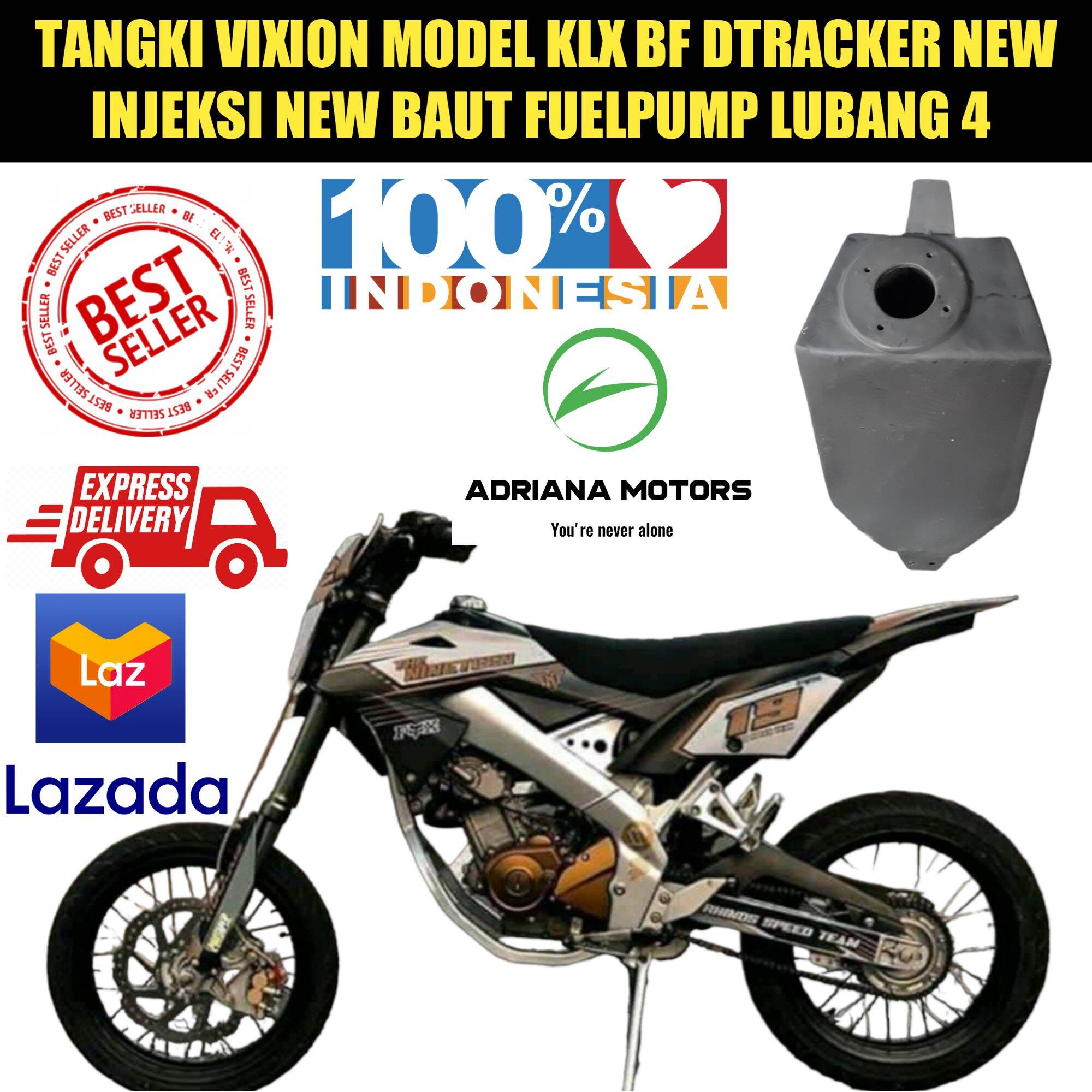 TANGKI KLX BF DTRACKER CUSTOM TRAIL BESI INJEKSI NEW FUELPUMP LUBANG ...