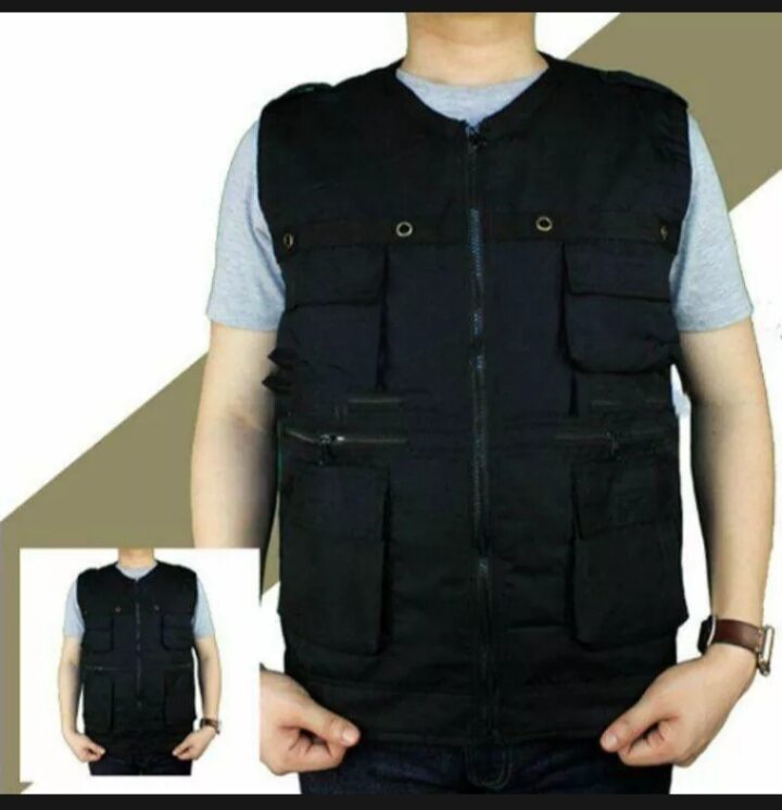 ATHA/Rompi pria gamblok polos warna Hitam pekat/Rompi motor pria ...