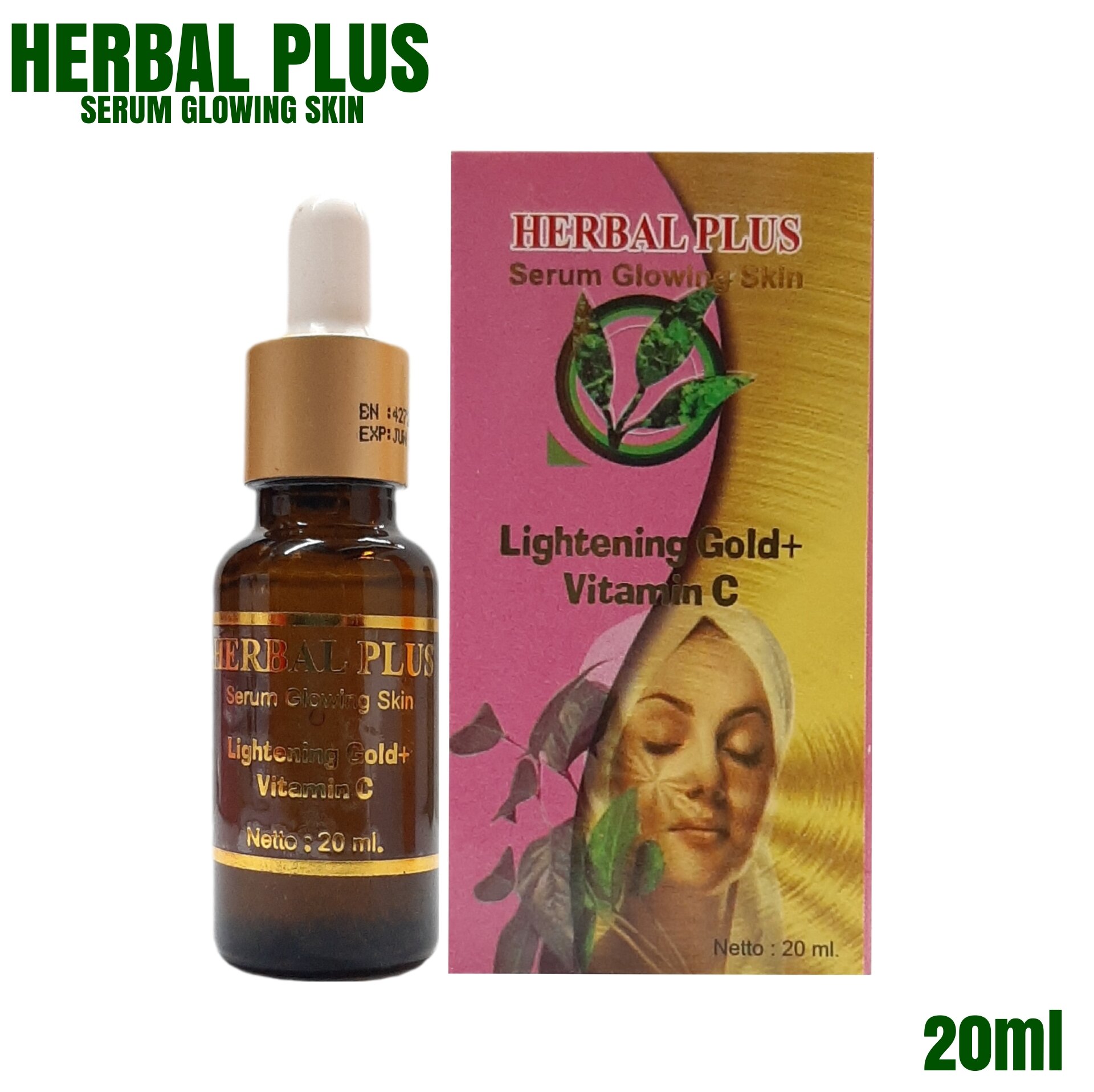 Serum Herbal Plus Glowing Skin - Serum Herbal Plus Glowing Skin Lightening Gold With Vit C 20ml ...