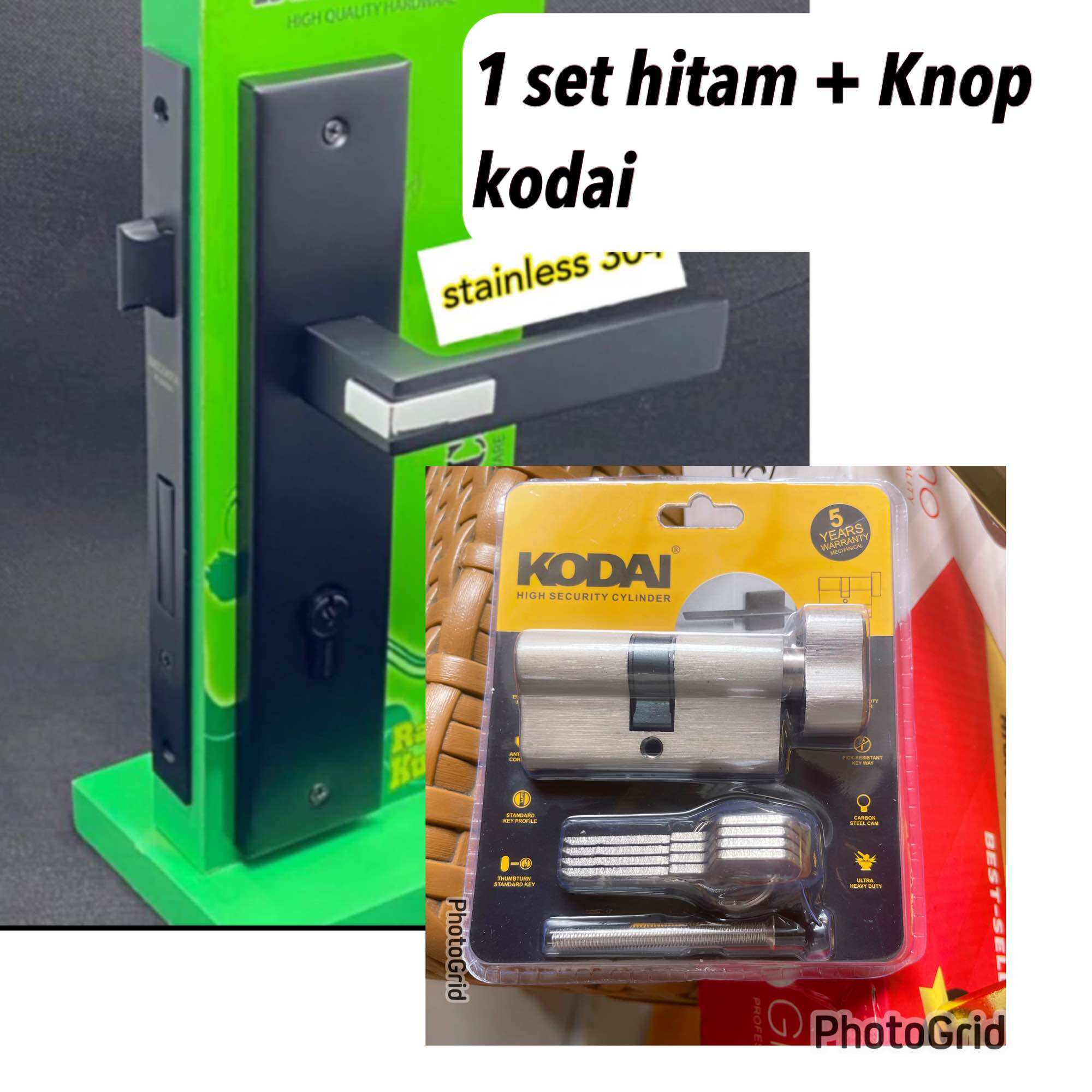 kunci pintu besar hitam dengan silinder knop putar kodai handle pintu ...