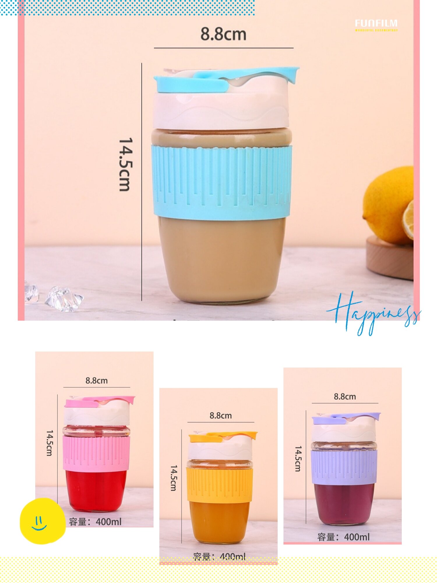 tap botol gelas minum tumbler kekinian anti tumpah bening/kaca | Lazada ...