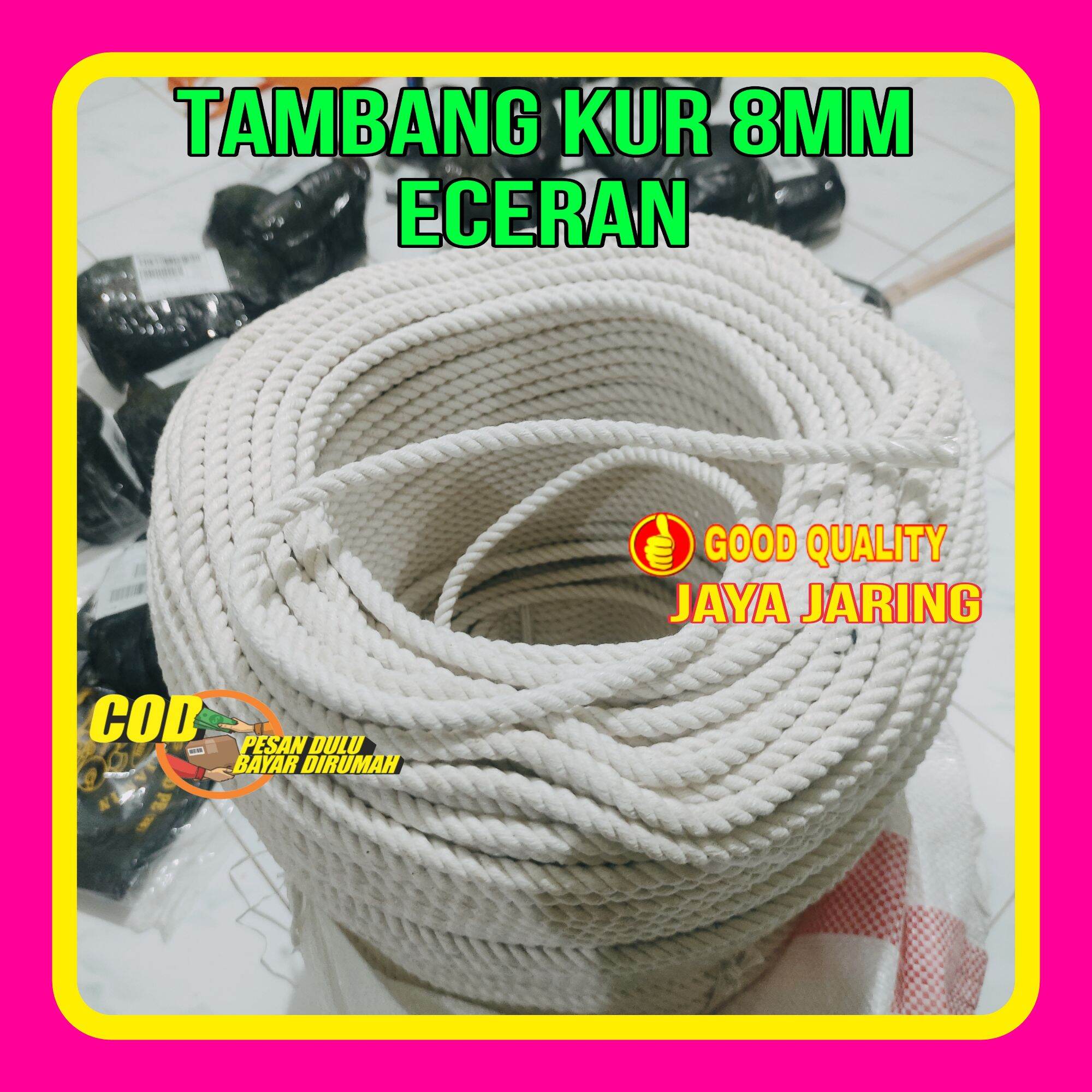 Tali tambang kuralon 8mm Meteran/tali kapal/tali pengikat baarang,hewan ...