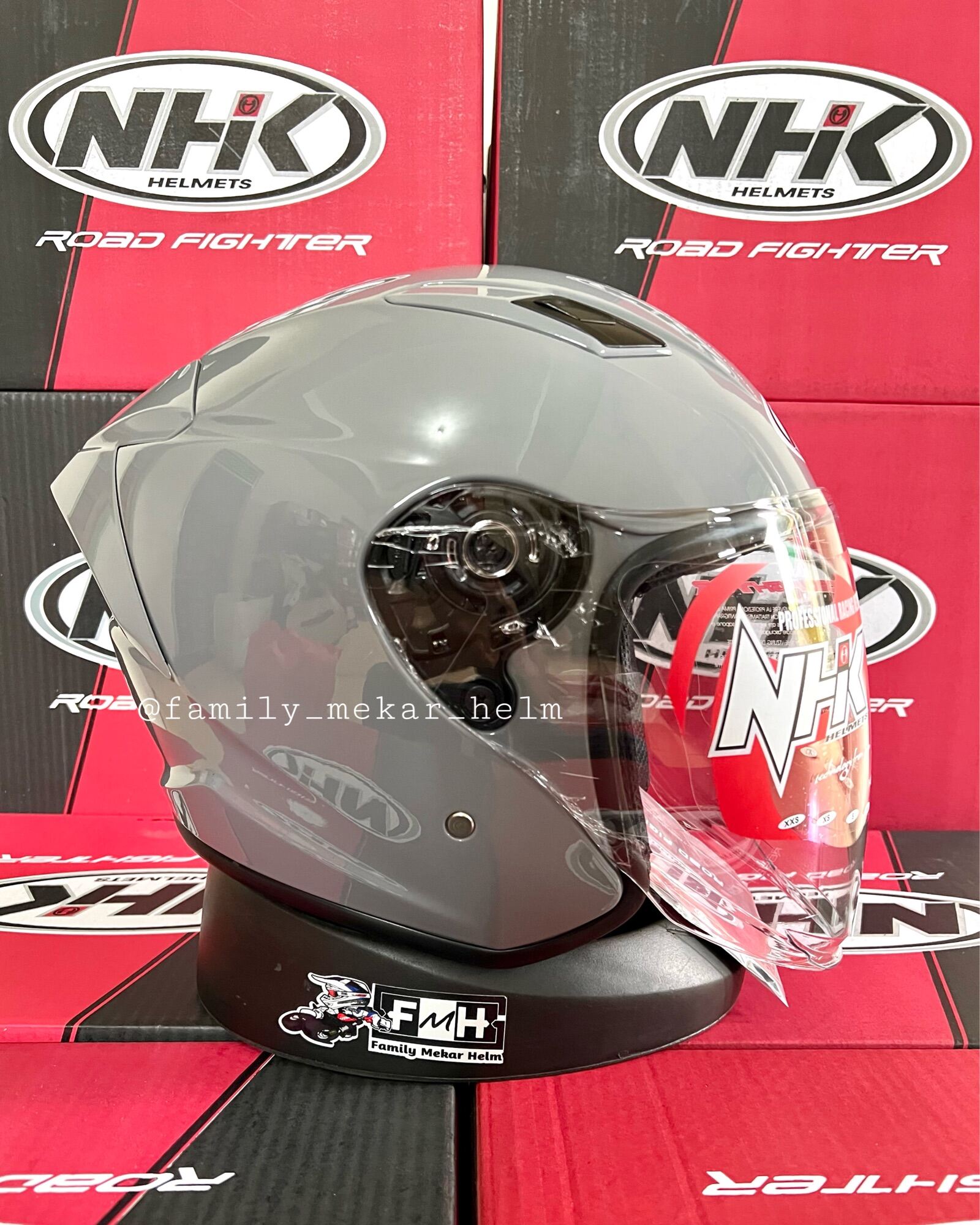 HELM NHK R1 ELITE SOLID GREY GLOSY HELM HALF FACE TERBARU ORIGINAL NHK | Lazada Indonesia