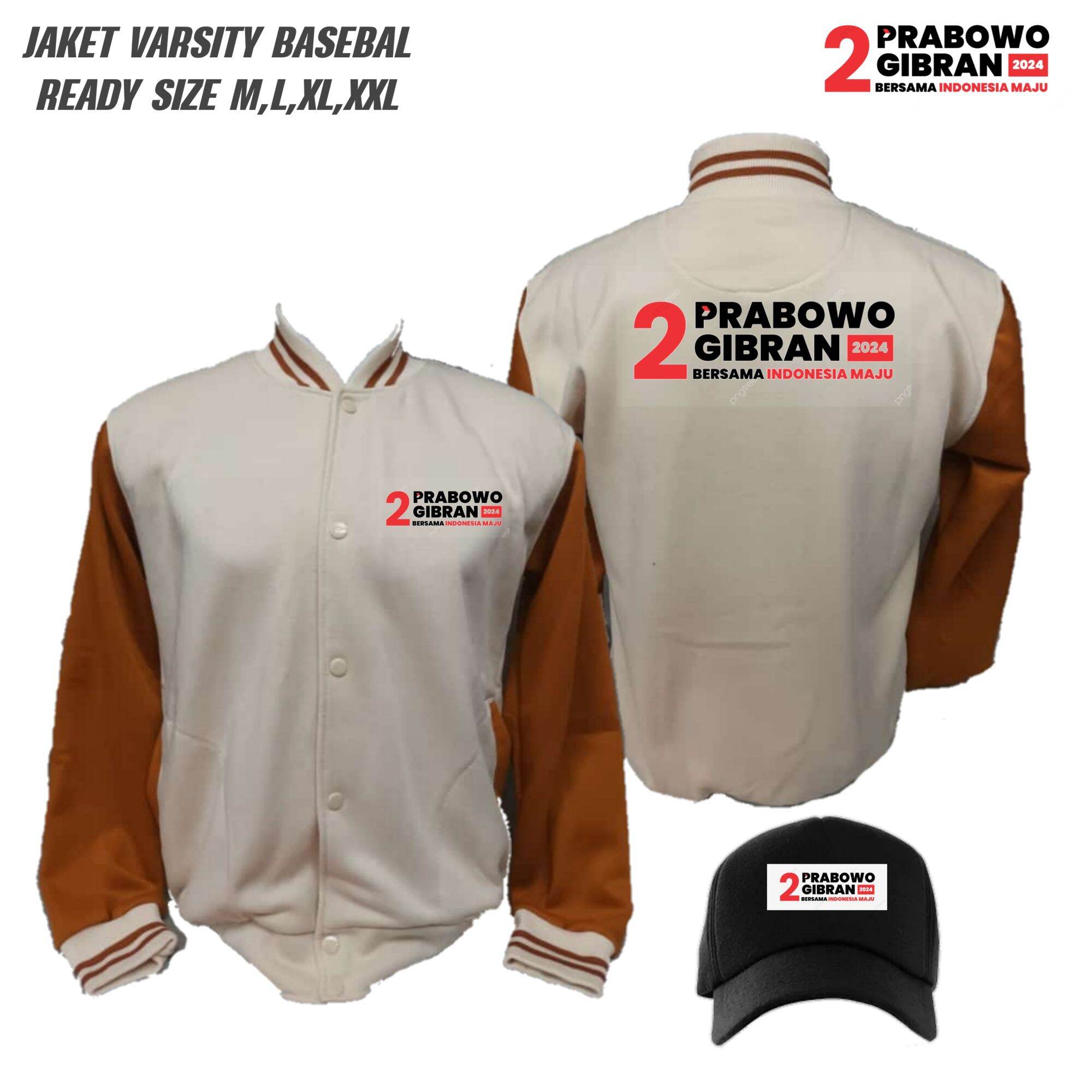 JAKET VARSITY KANCING LOGO PRABOWO GIBRAN - JAKET TERBARU BONUS TOPI ...