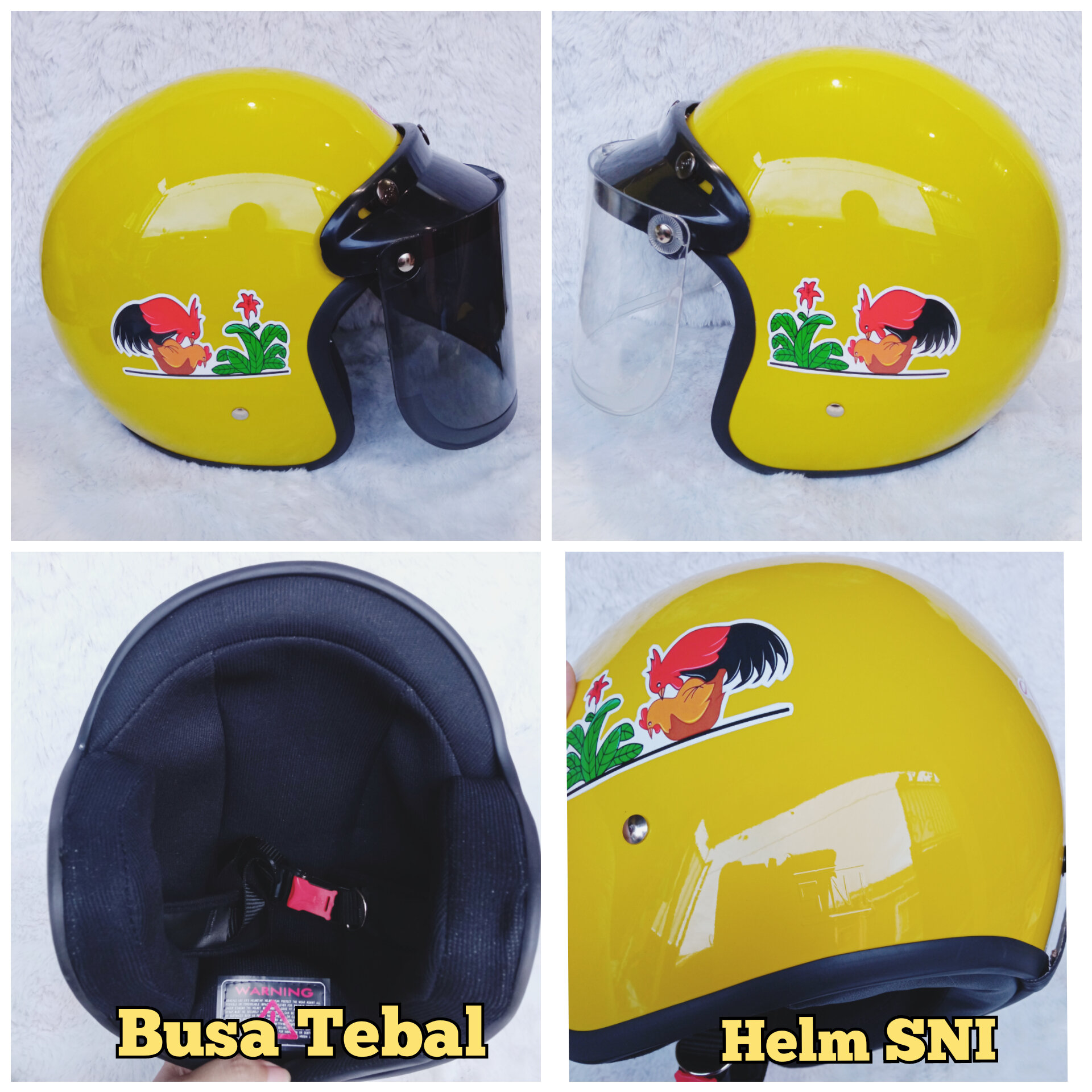 Helm ayam jago kuning kaca flat injak original | Lazada Indonesia
