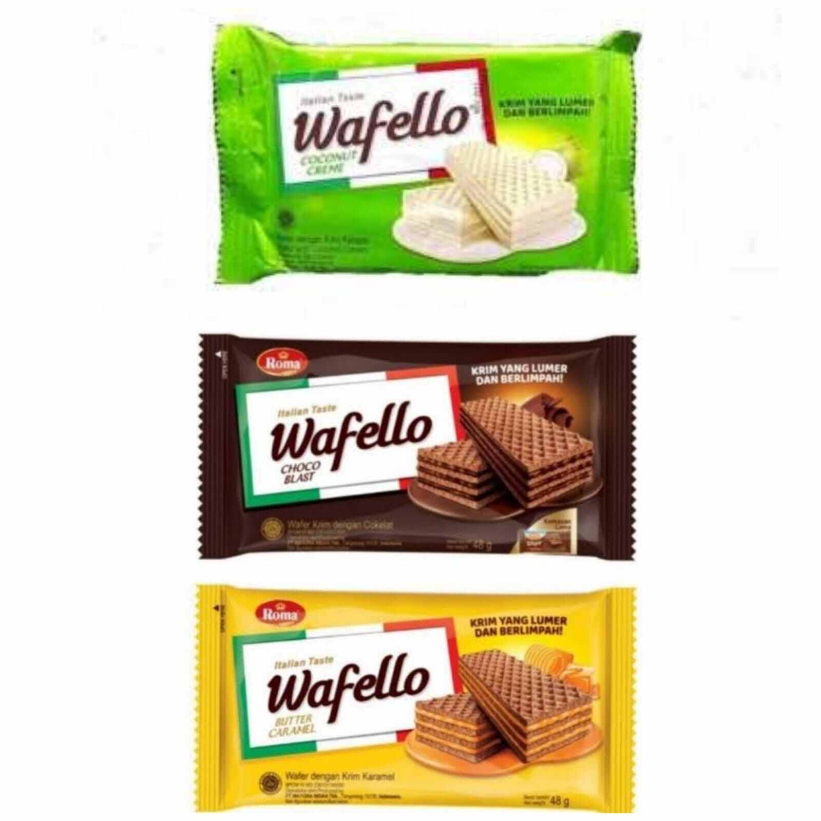 Snack Wafer coklat caramel dan kelapa wafello ecer 2000 cemilan wafer ...
