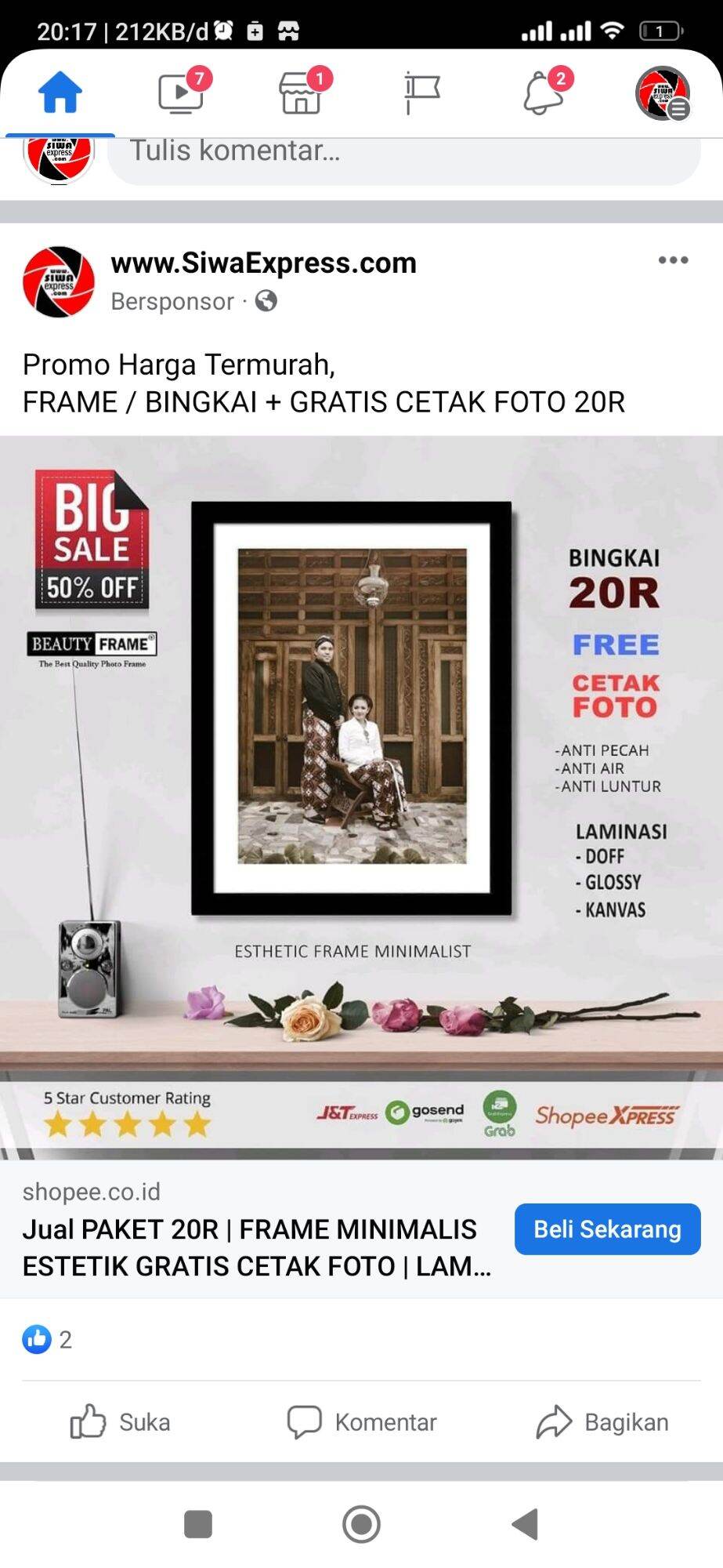 PAKET FOTO 20R | FRAME MINIMALIS ESTETIK GRATIS CETAK FOTO | LAMINASI ...