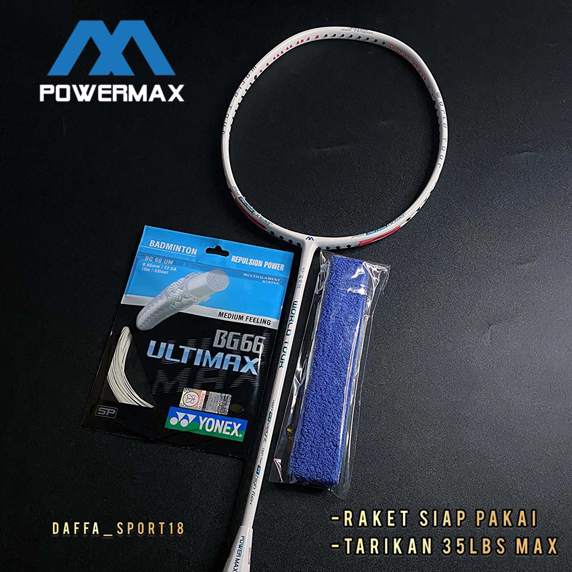RAKET BADMINTON POWERMAX WORLD TOUR ORIGINAL 35 LBS SIAP PAKAI | Lazada ...