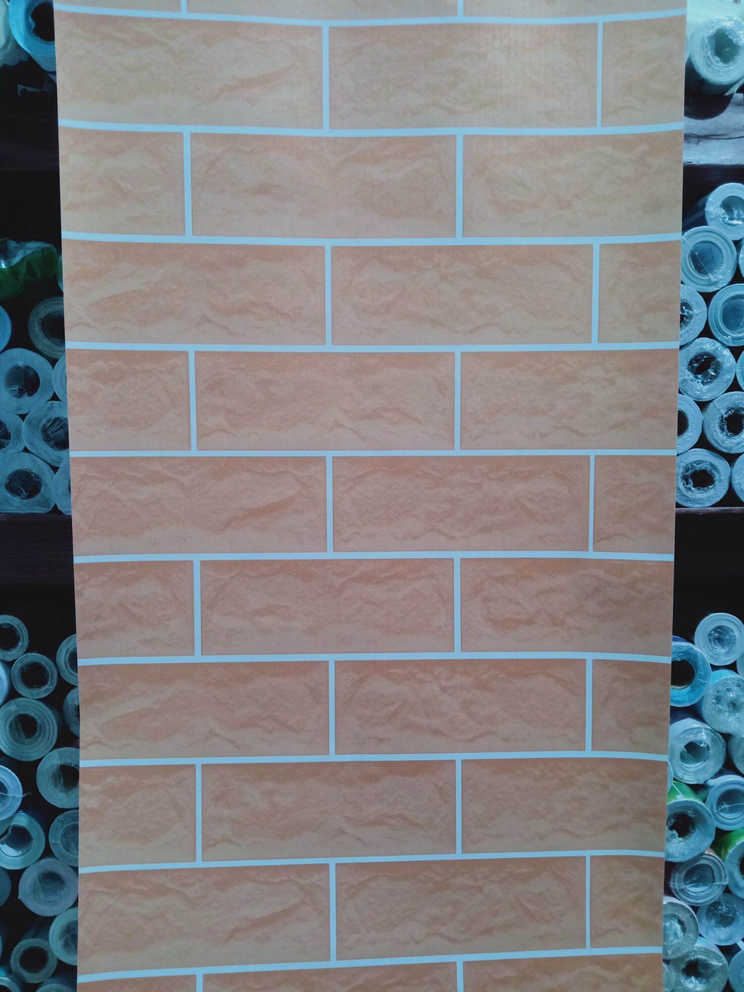 wallpaper motif bata gold, ukuran 45cm x 9m(-+). bahan PVC anti air dan ...