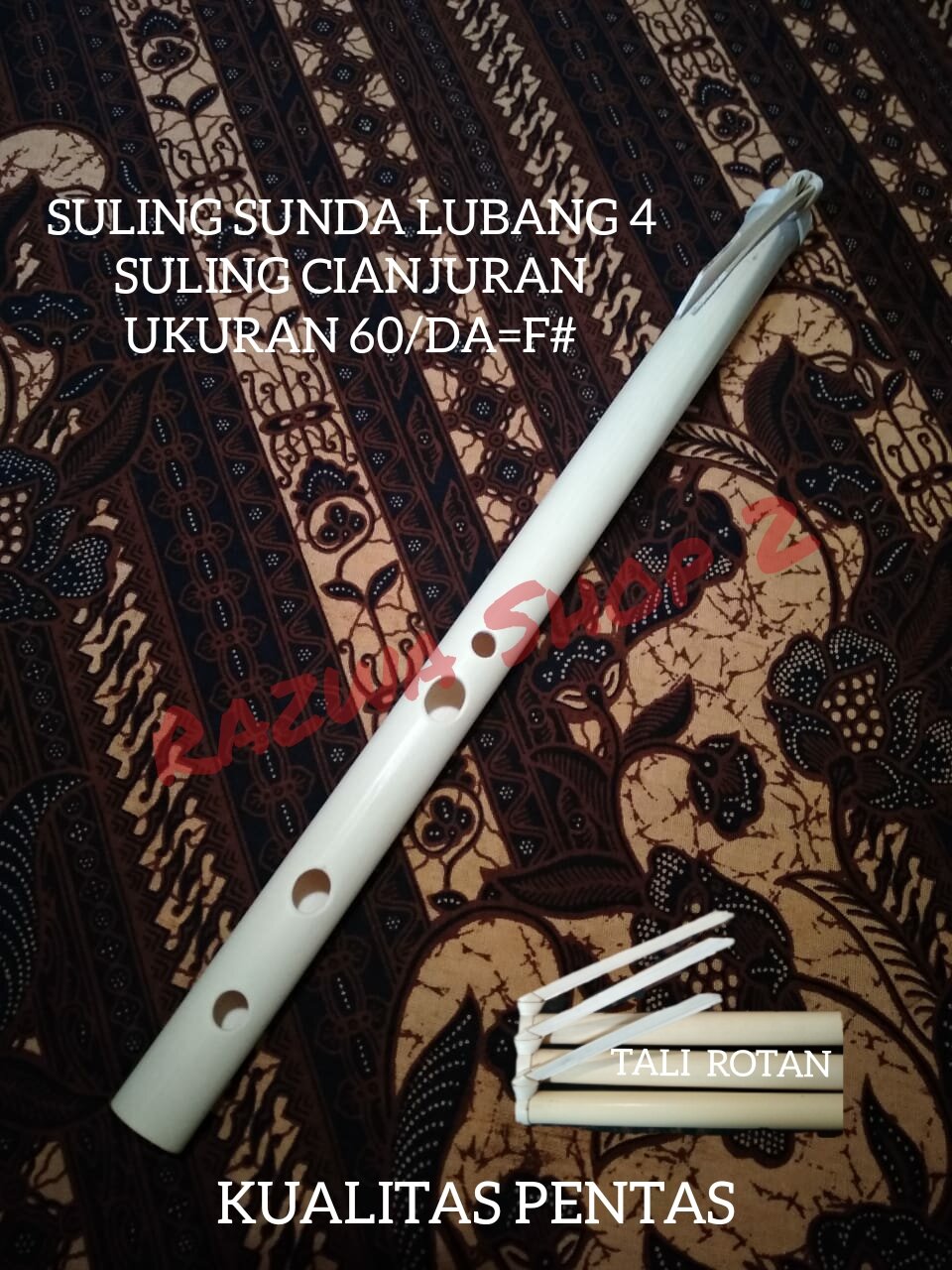 Seruling Bambu/Suling Sunda lubang 4/Suling Degung ukuran 52/Da=G# ...