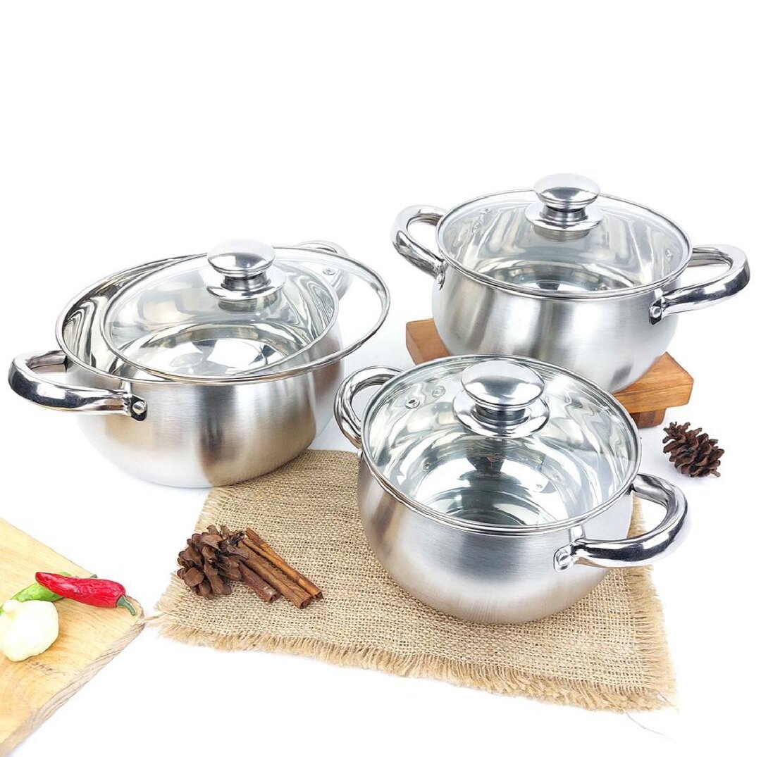 Panci Labu Set isi 3 Pcs Stainless Steel Dengan Tutup Kaca | Lazada ...