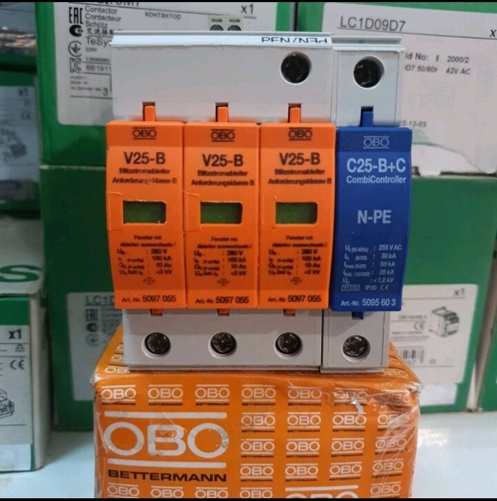 Surge arrester OBO V25-B+C 385V AC 3P+NPE ANTI PETIR MADE IN GERMANY ...