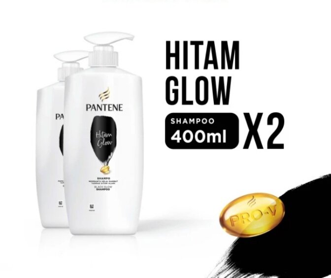 TWINPACK PANTENE Shampoo Hitam Glow Long Black Hitam Panjang 400ml ...