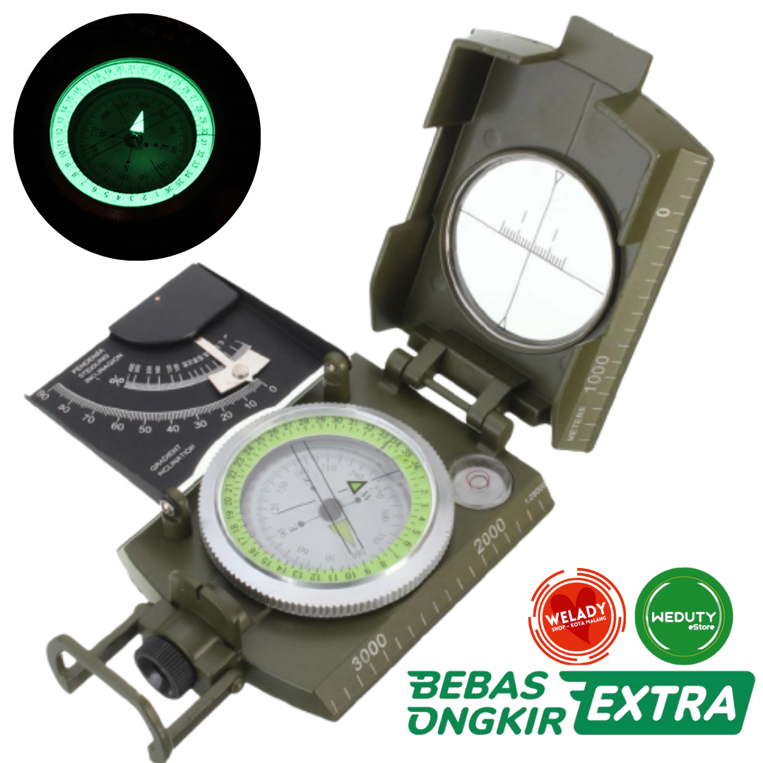 ARMY COMPAS CLINOMETER GLOW IN DARK KOMPAS TENTARA MILITER MARINIR ...