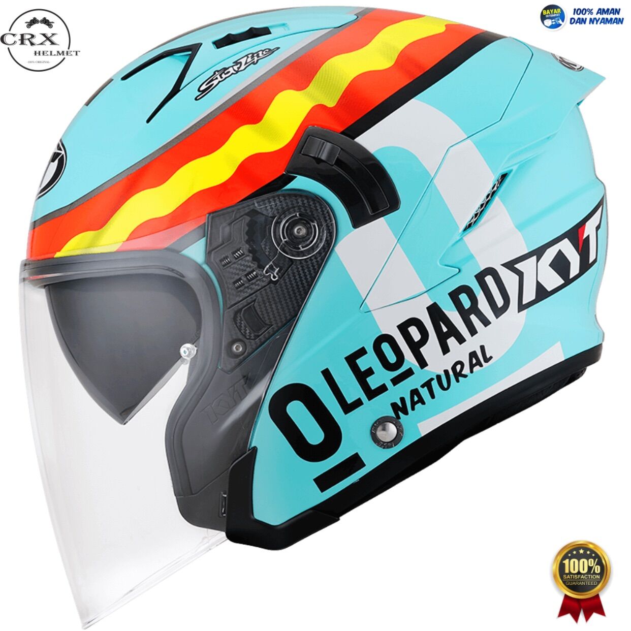 Helm kyt nfj half face motif leopard masia original terlaris | Lazada ...