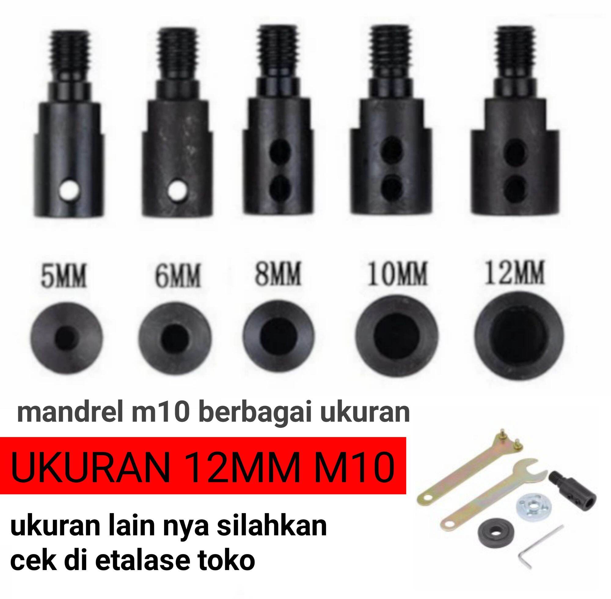 Mandrel m10 12mm lengkap dengan kunci | Lazada Indonesia