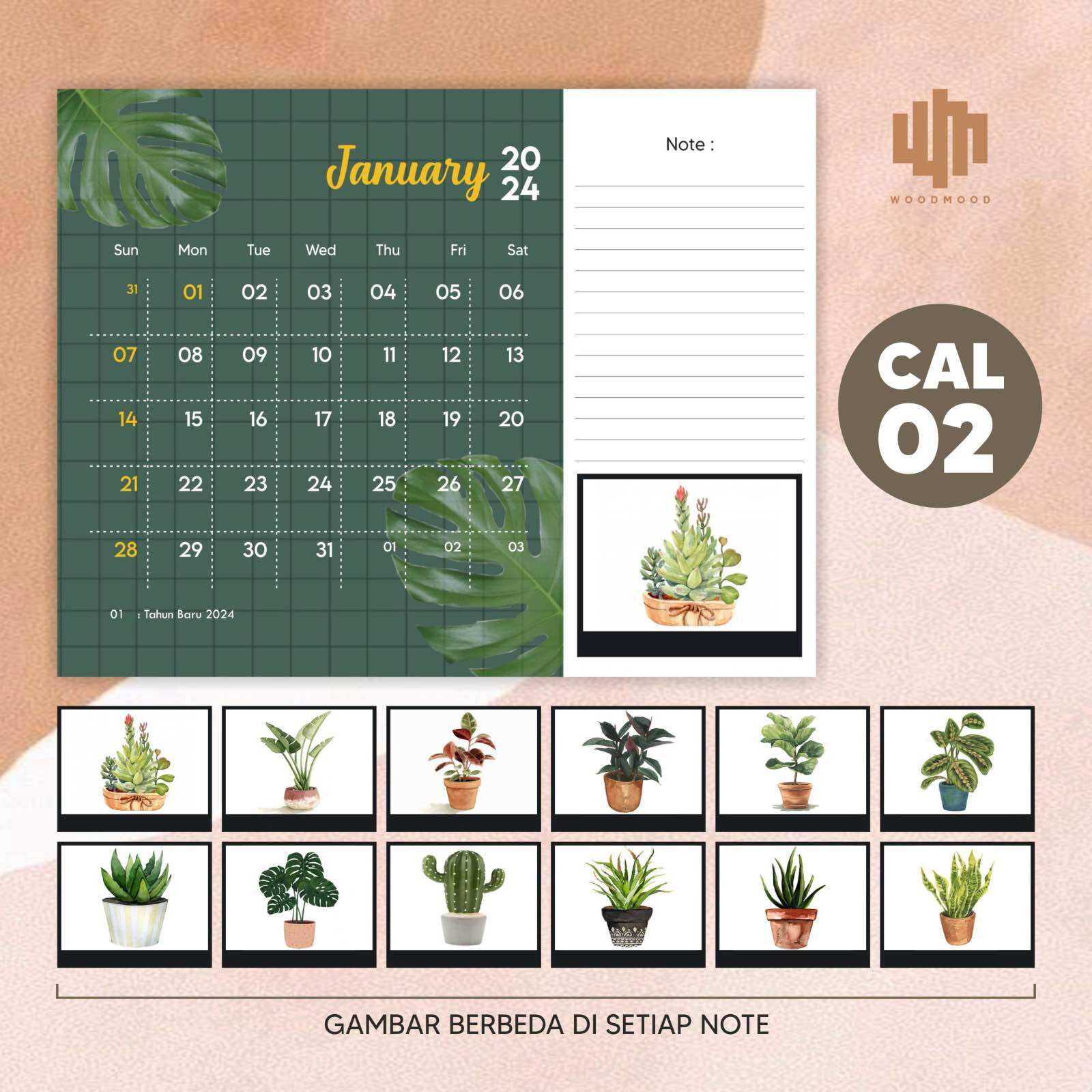 Kalender Duduk 2024/ Kalender Aesthetic/ Kalender Kekinian/ Kalender ...