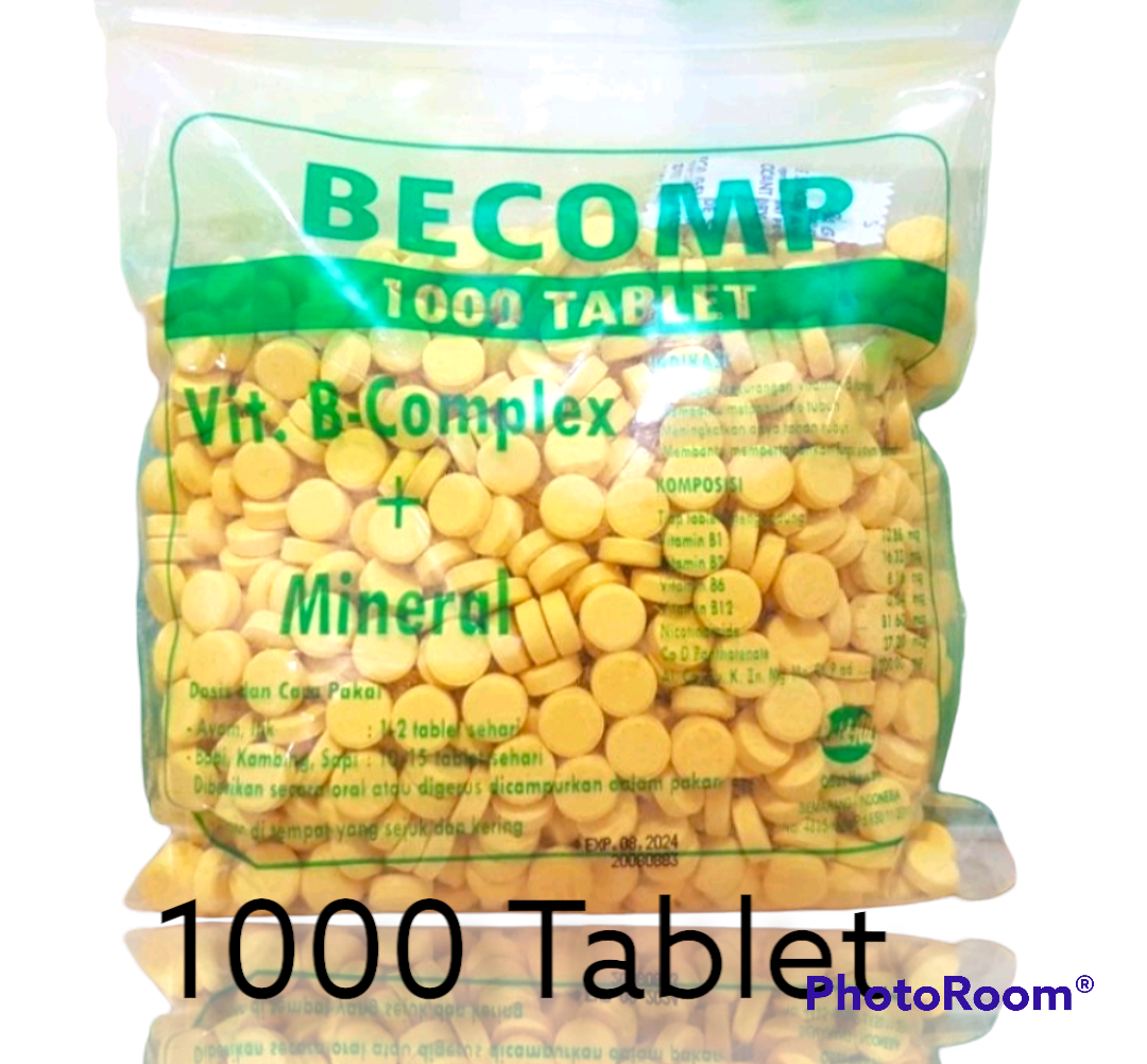BECOMP 1000 TABLET - Vitamin B complex dan mineral untuk ayam itik sapi ...