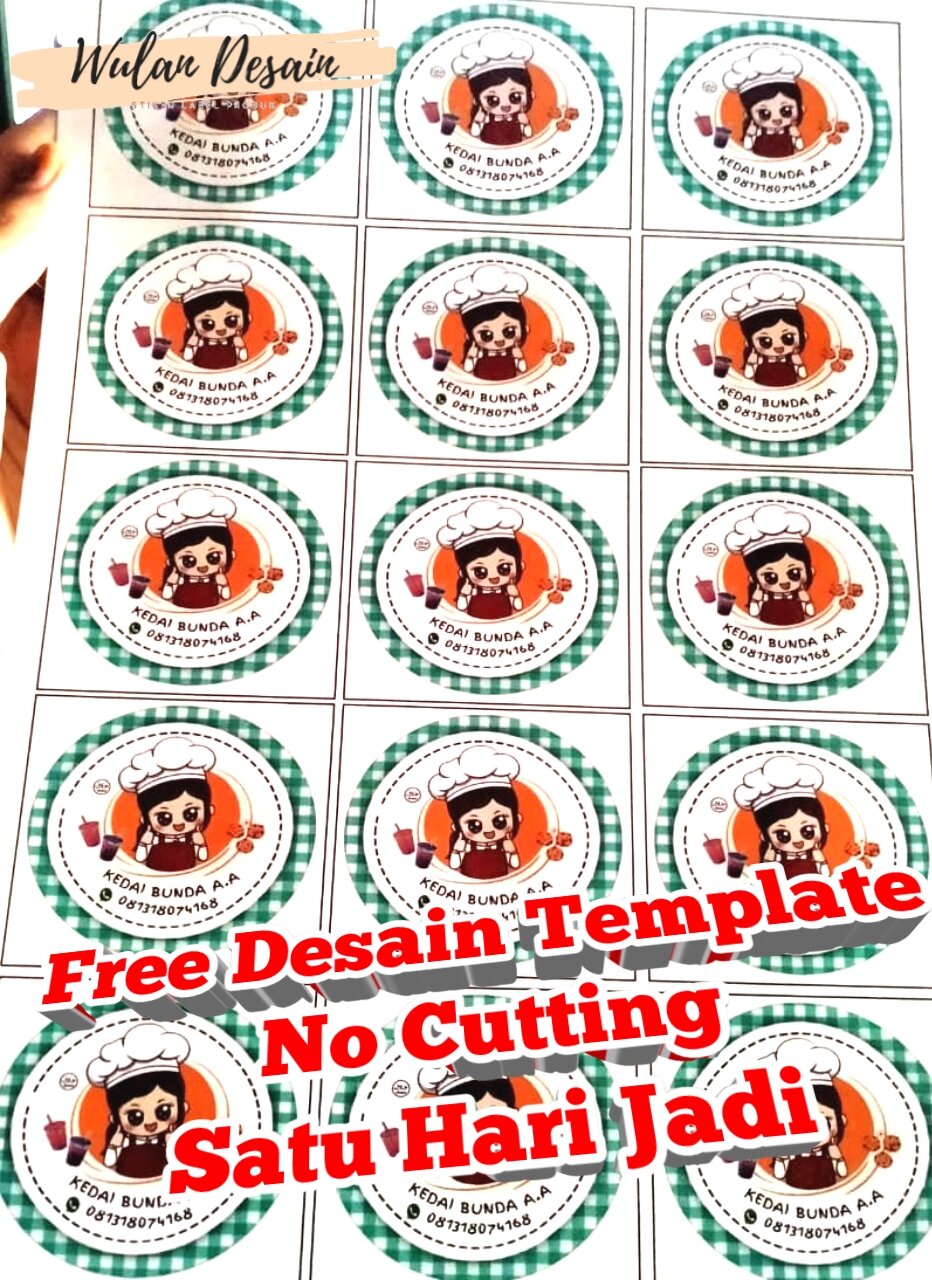 Cetak Sticker Label Produk A4 No cutting bentuk Kotak satu hari jadi ...