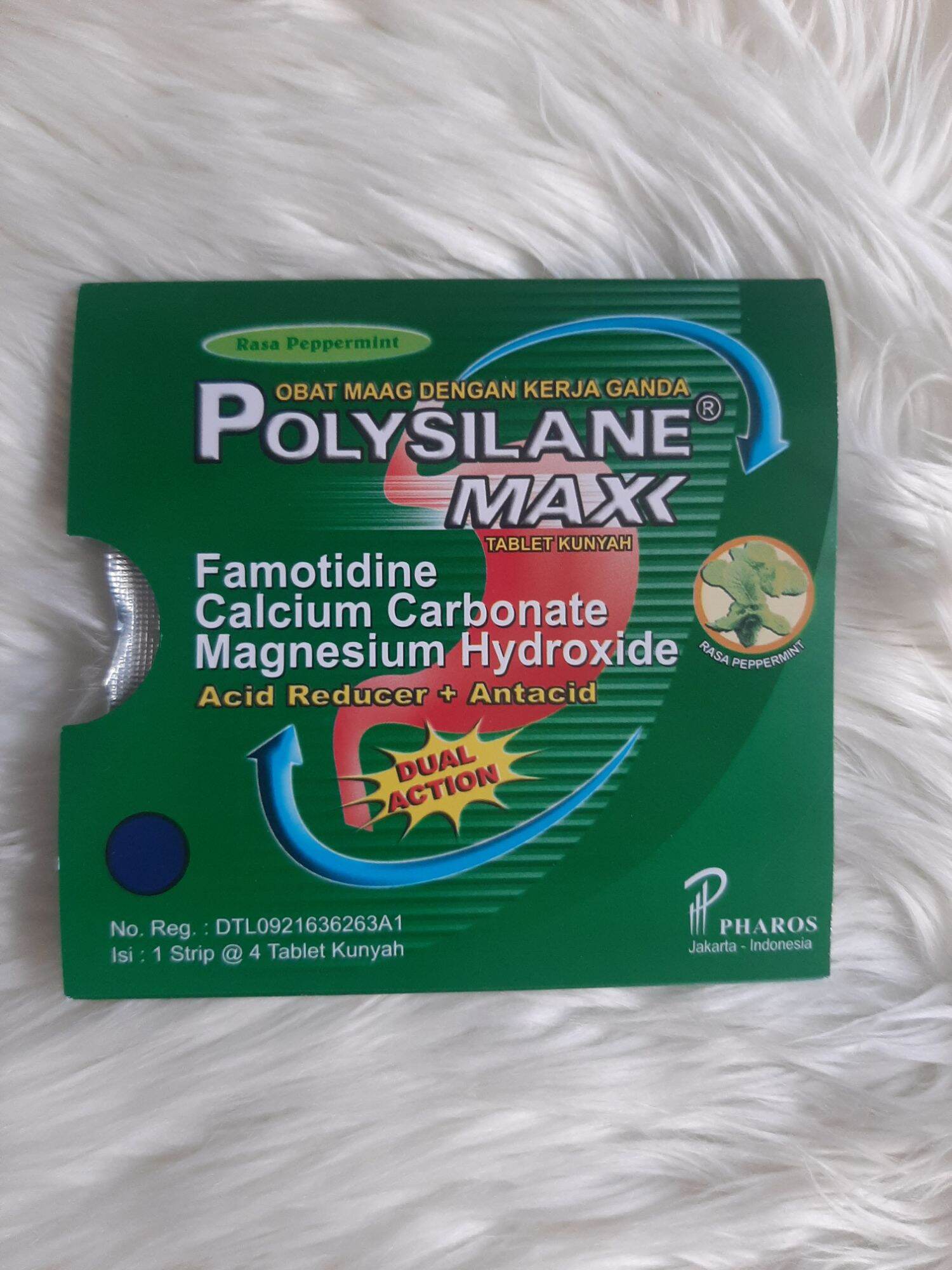 Polysilane Max Rasa Pappermint 1 Strip 4 tablet Kunyah / Maag ...