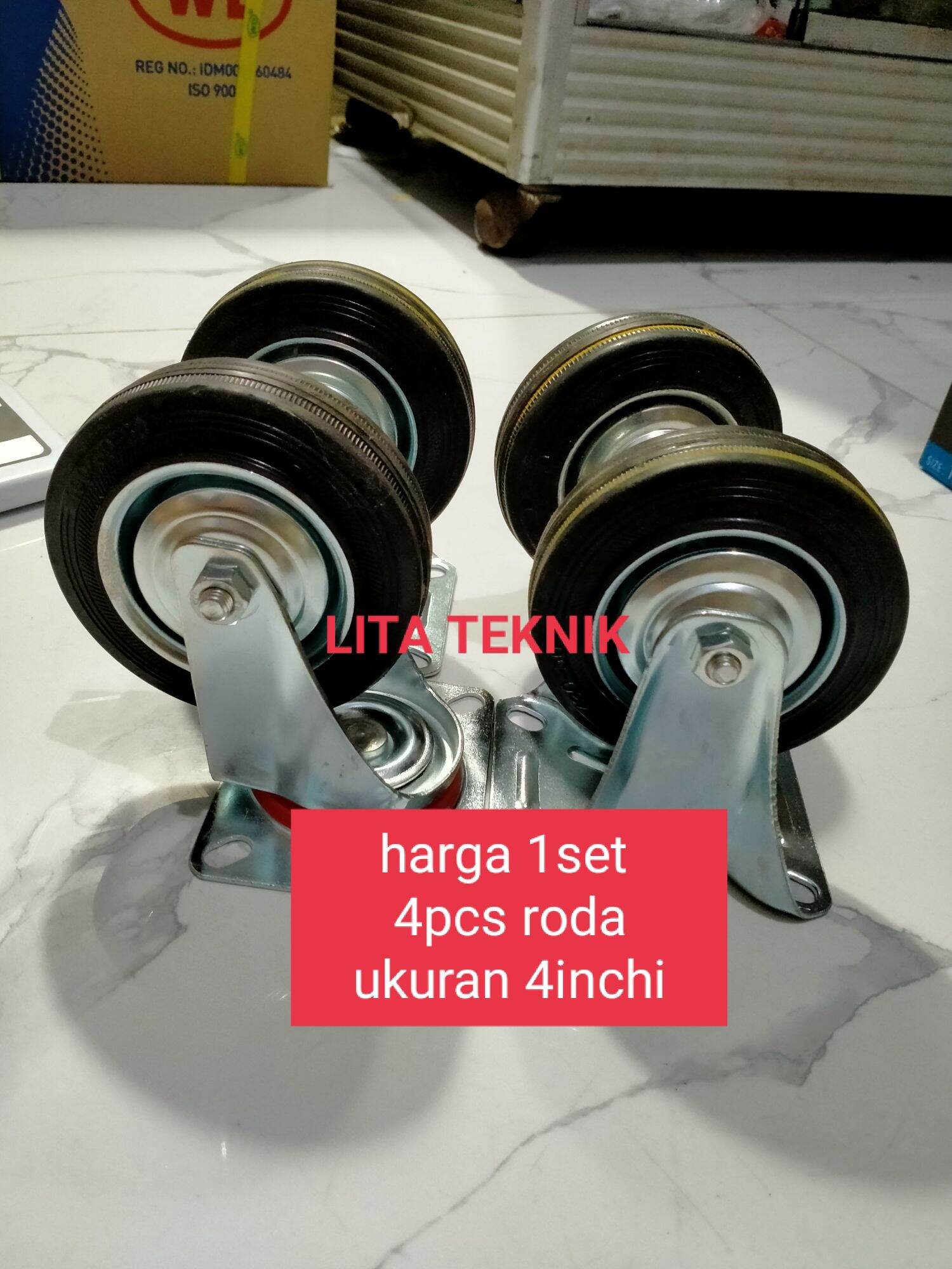 roda troly karet 4 inchi roda gerobak 1set 4pcs | Lazada Indonesia