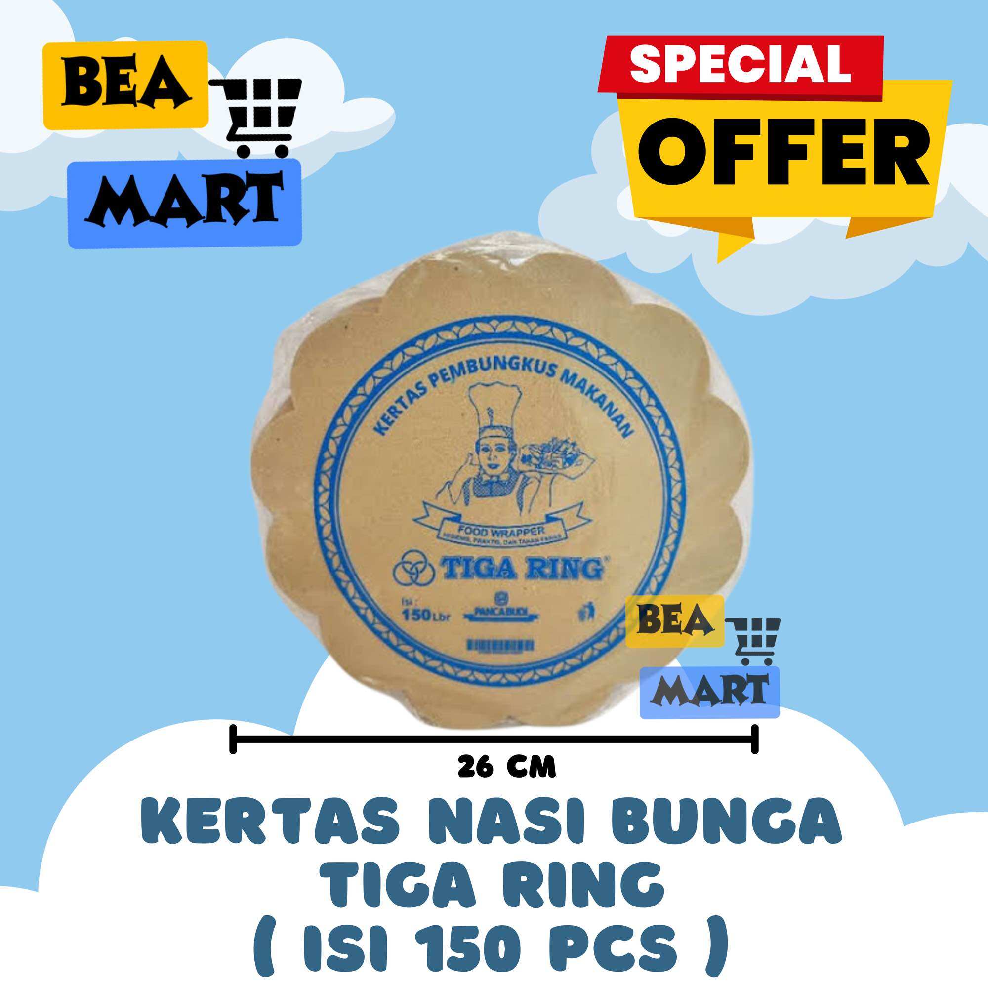 Kertas Nasi Bunga Bulat Coklat Tiga Ring | Isi 150 Lembar | Kertas Alas Piring Rotan | Lazada ...