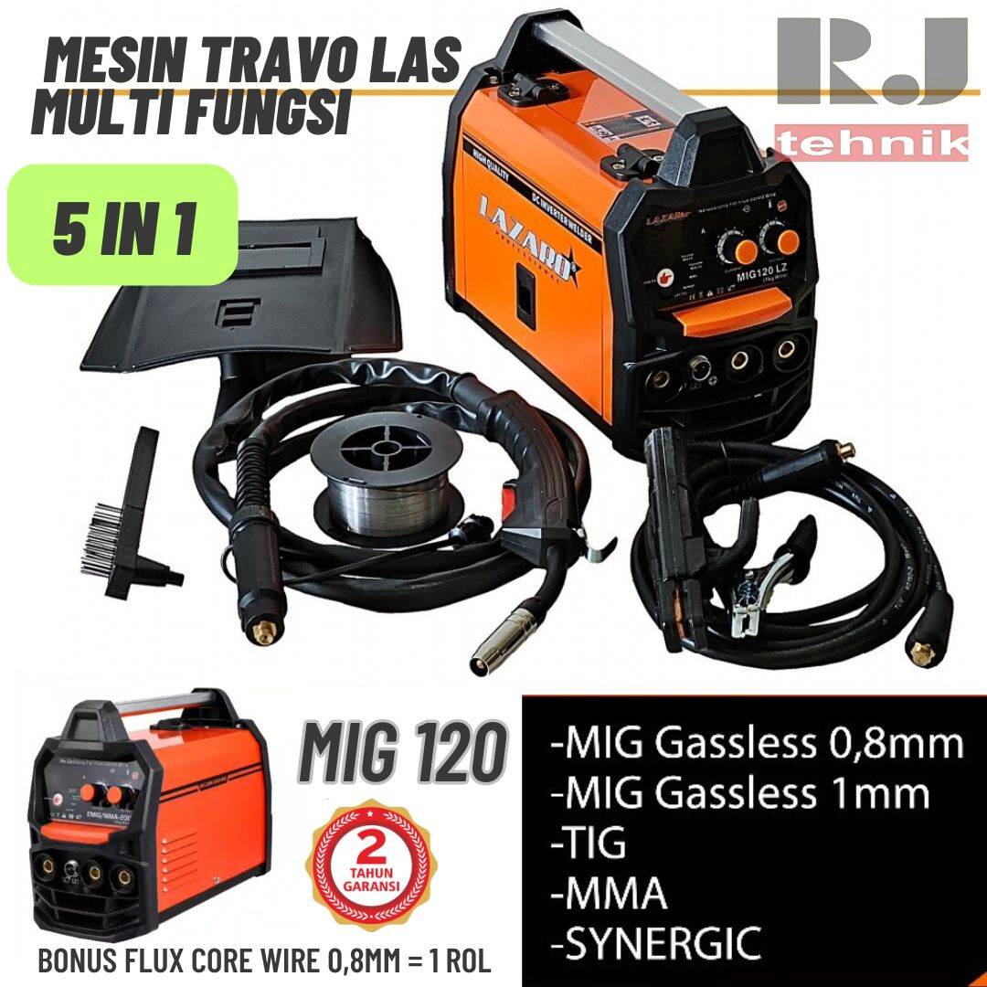 MIG 120 Lazaro Mesin Travo Las Tanpa Gas Inverter Welding 5 Fungsi MIG ...