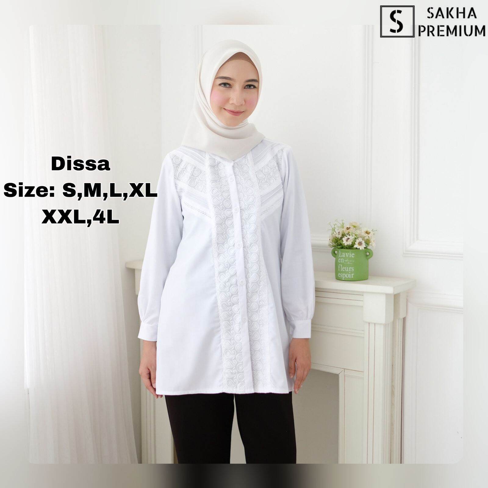 Sakhapremium.id Atasan Baju Blouse Putih Wanita Kerja Muslim Kantoran ...